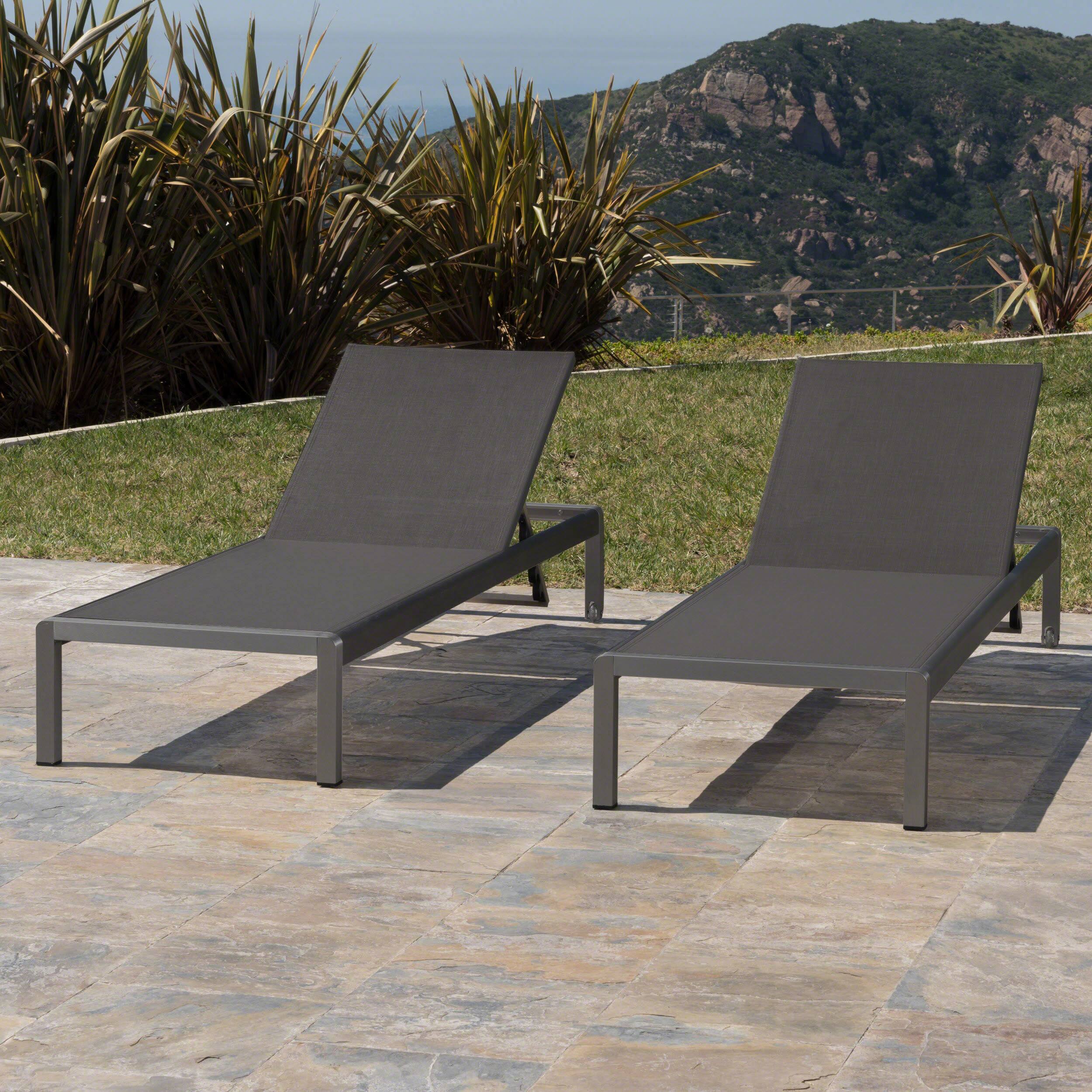 Whisen Outdoor Aluminum Chaise Lounge Chair Set of 2, 5 Position ...