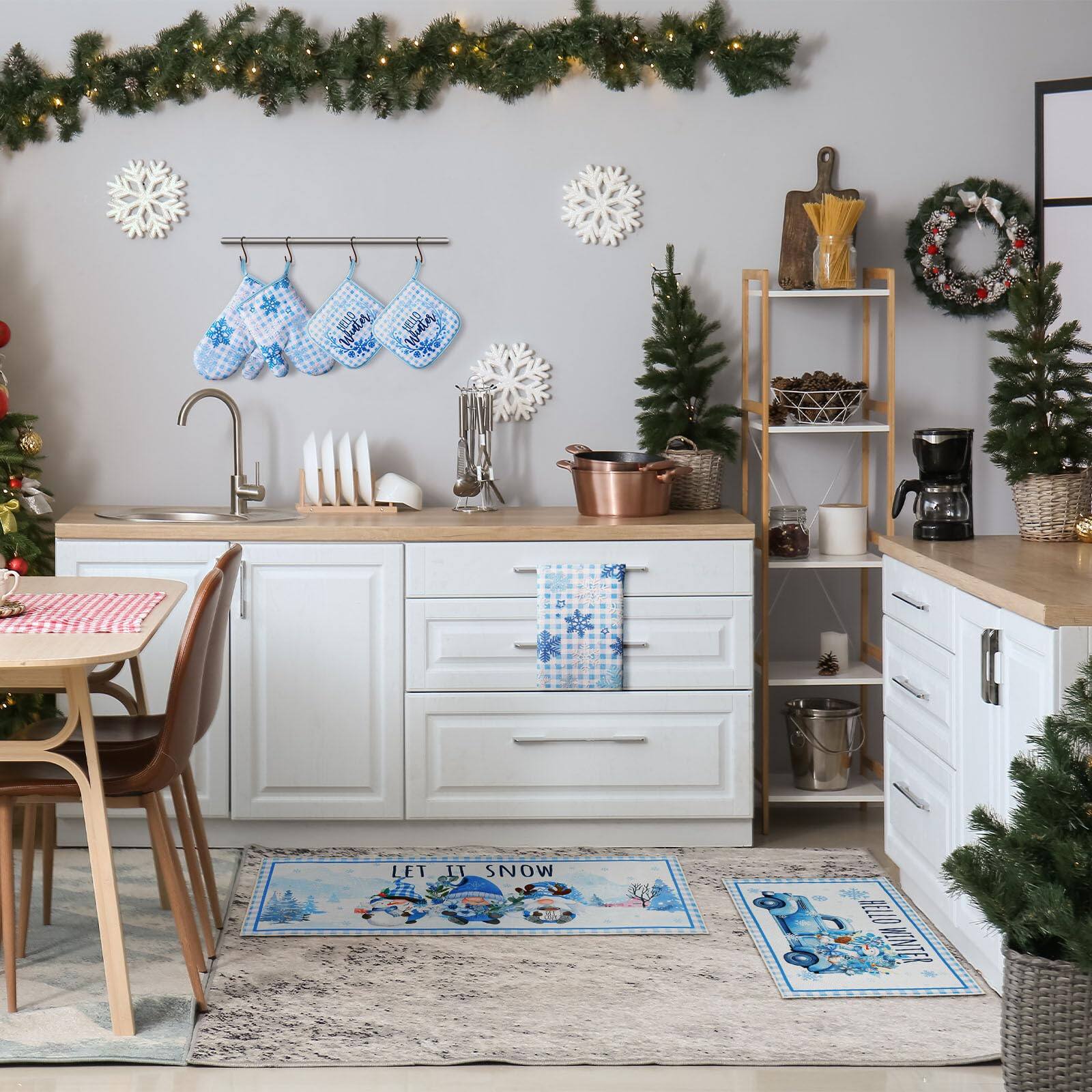 Paradigms Interiors 10 Christmas Kitchen Decor Set Towels And Rugs Oven ...