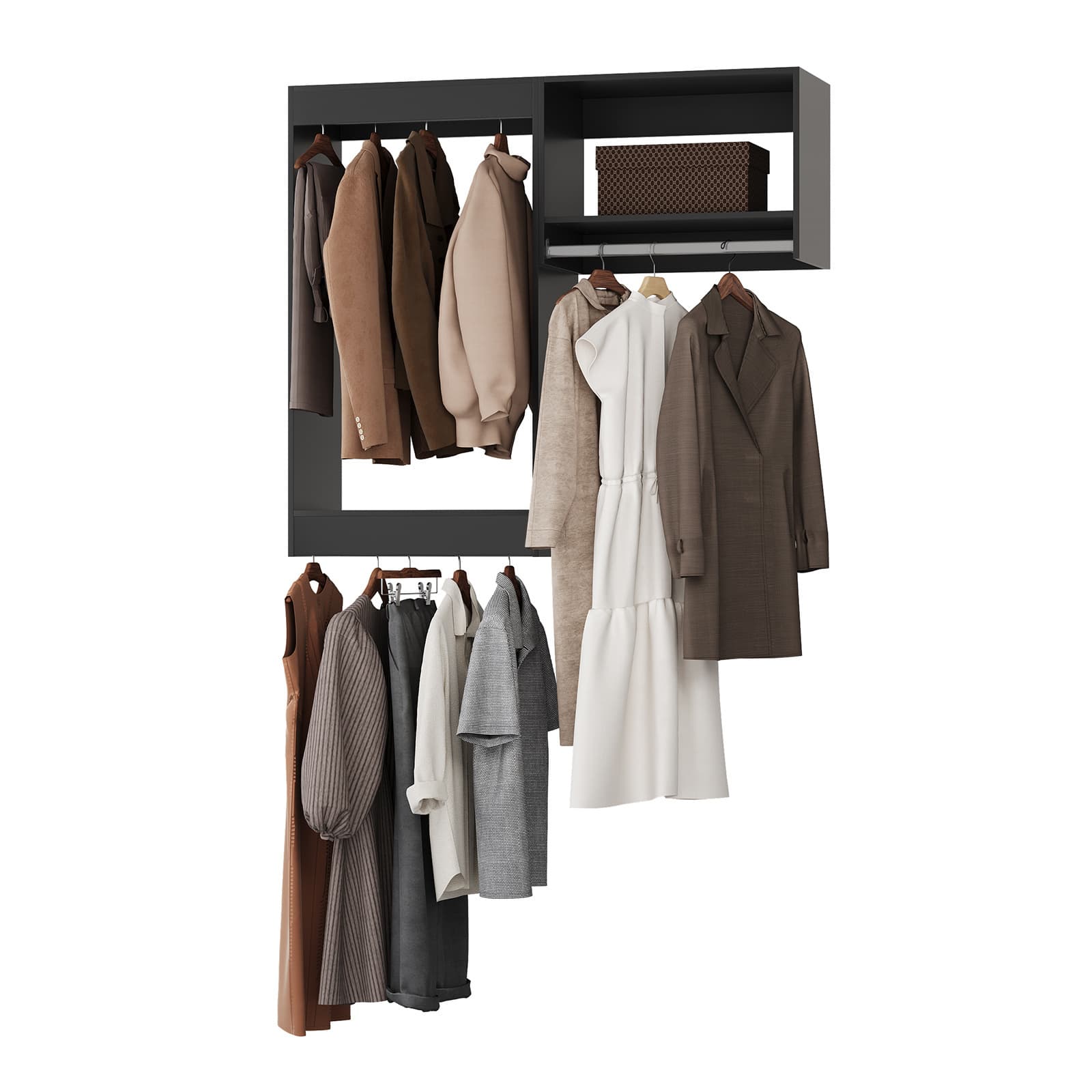 LOVMOR - 40 in Black Modular Closet System Unit-Customizable Wall ...