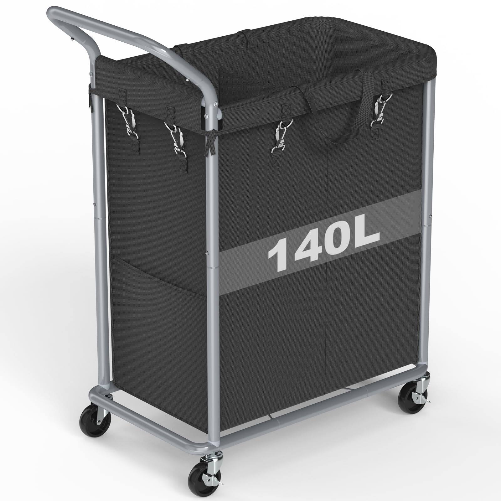 DORLUKFU Laundry Hamper 2 Section, Rolling Laundry Basket with Wheels ...