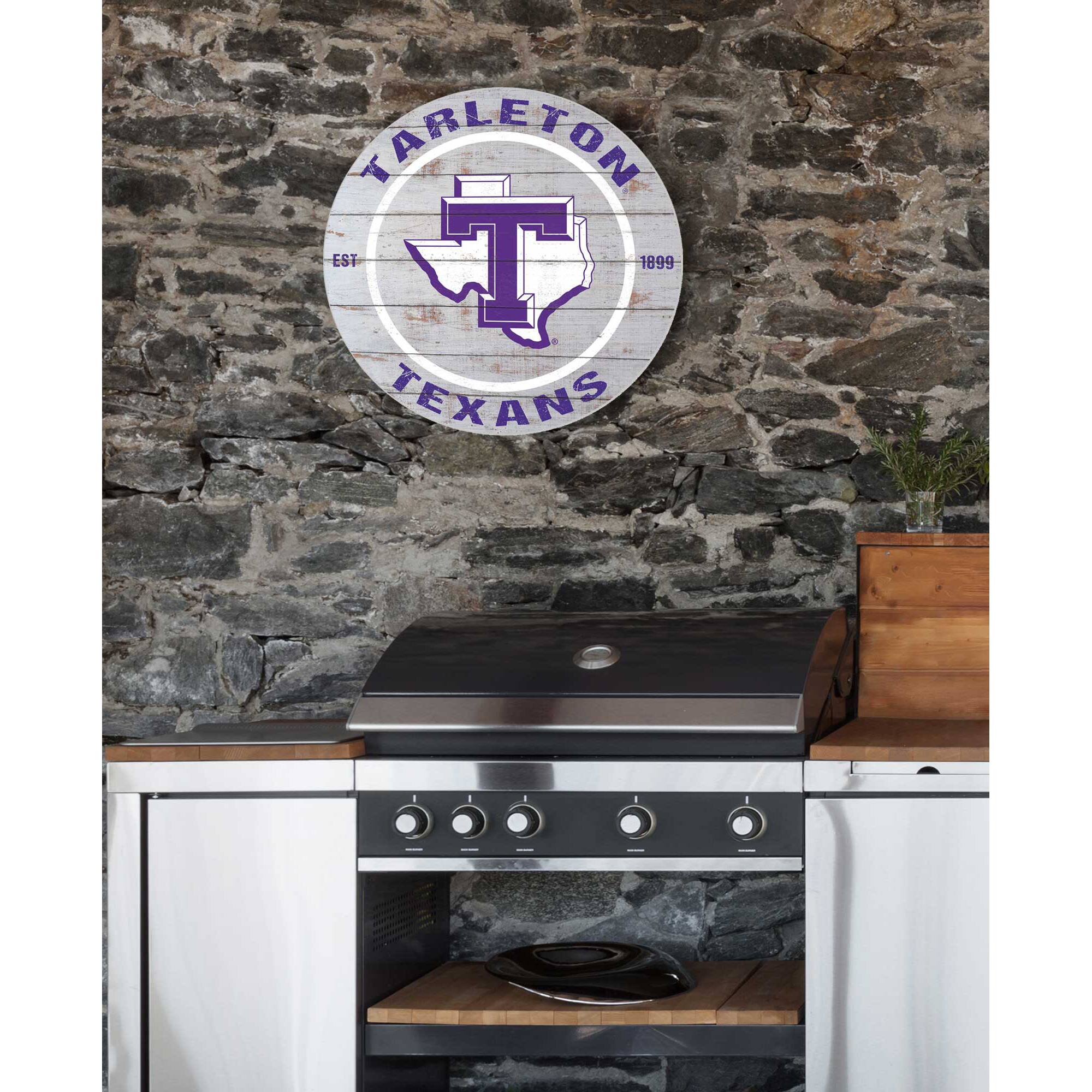 Jardine Tarleton State Texans 20'' x 20'' Indoor/Outdoor Weathered Circle Sign White 5201236 ...