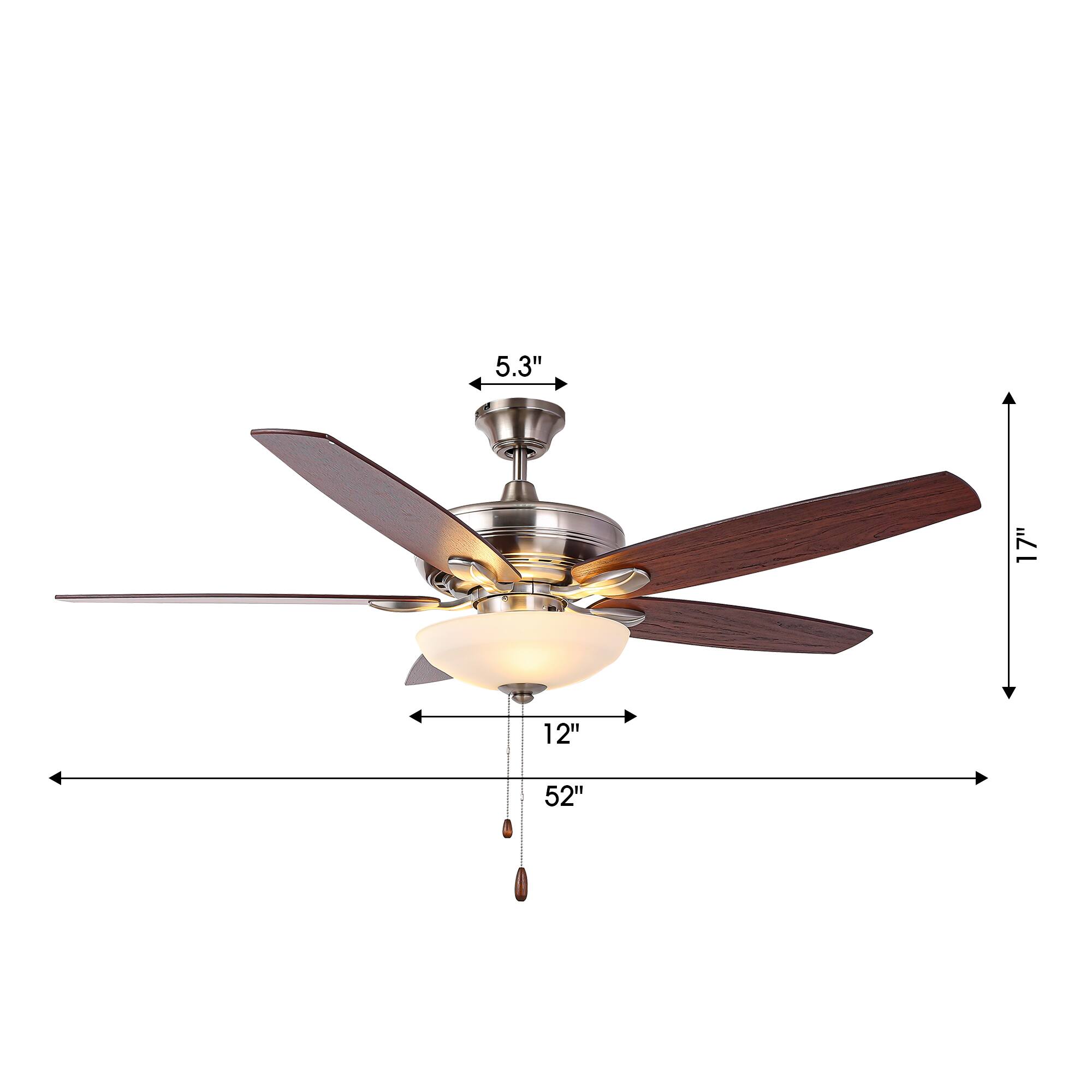 Parrot Uncle 52" Modern Nickel Dual Mounting Ceiling Fan with Light and ...