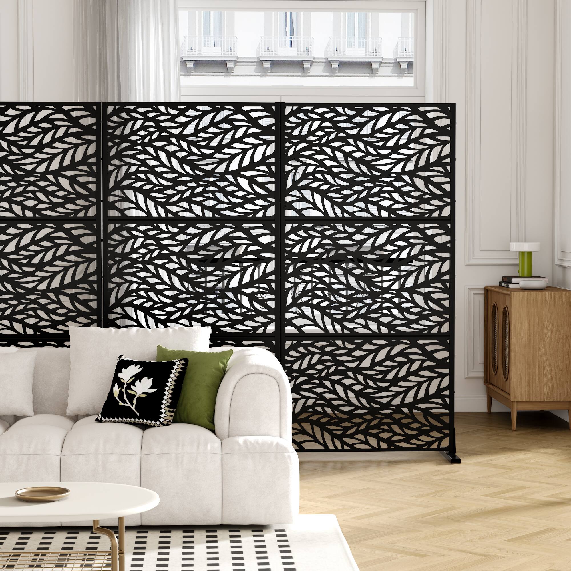 PexFix 72 in. x 35 in. Spring Pattern Metal Outdoor Privacy Screen ...