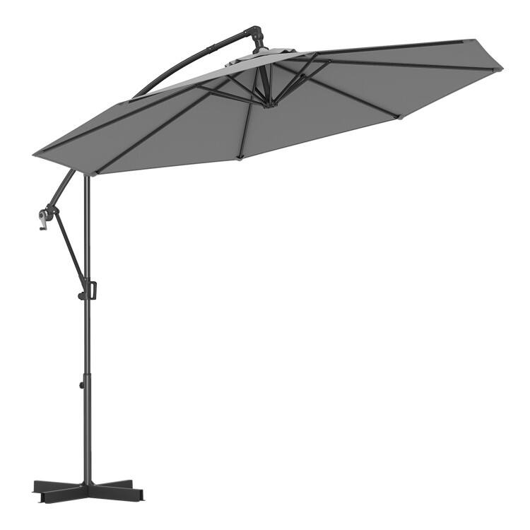 SlickBlue 10 Foot Offset Outdoor Umbrella with Base and Adjustable ...