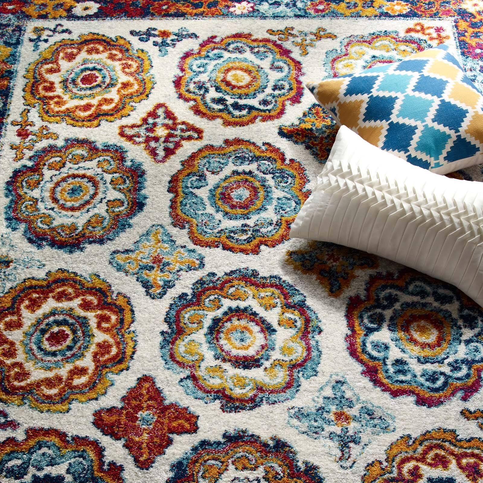 Modway Entourage Odile Distressed Floral Moroccan Trellis Area Rug ...