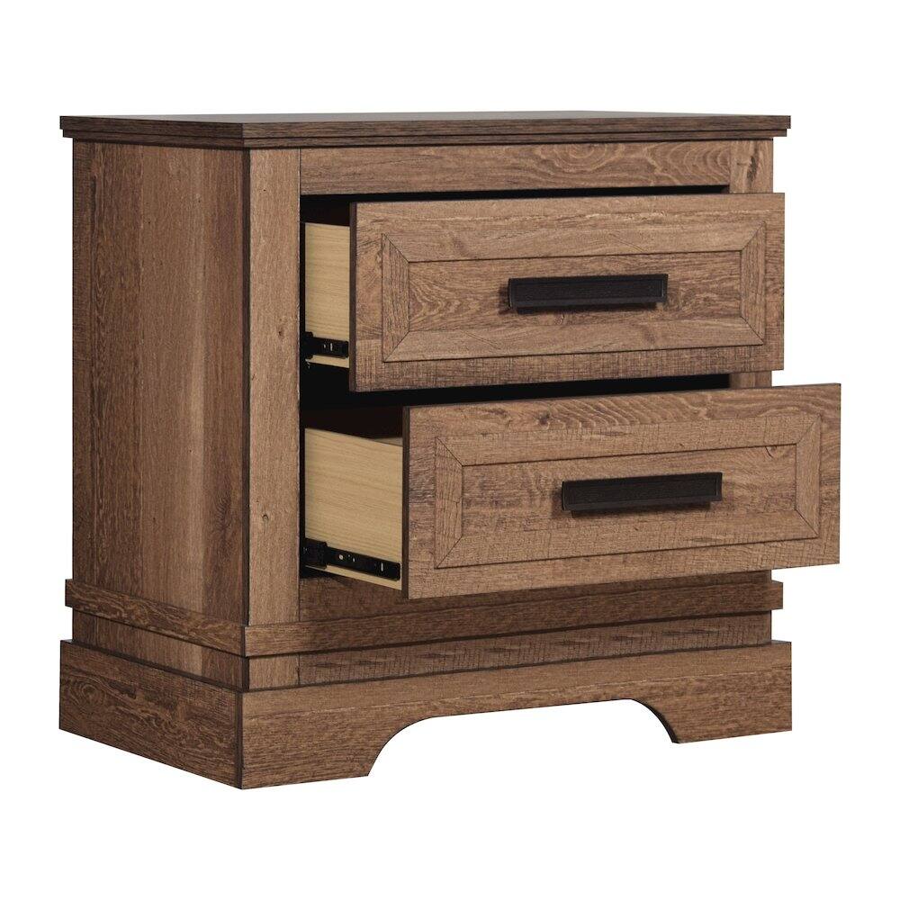 New Classic Furniture Coventry Hall Wood 2 Drawer Nightstand Pecan ...