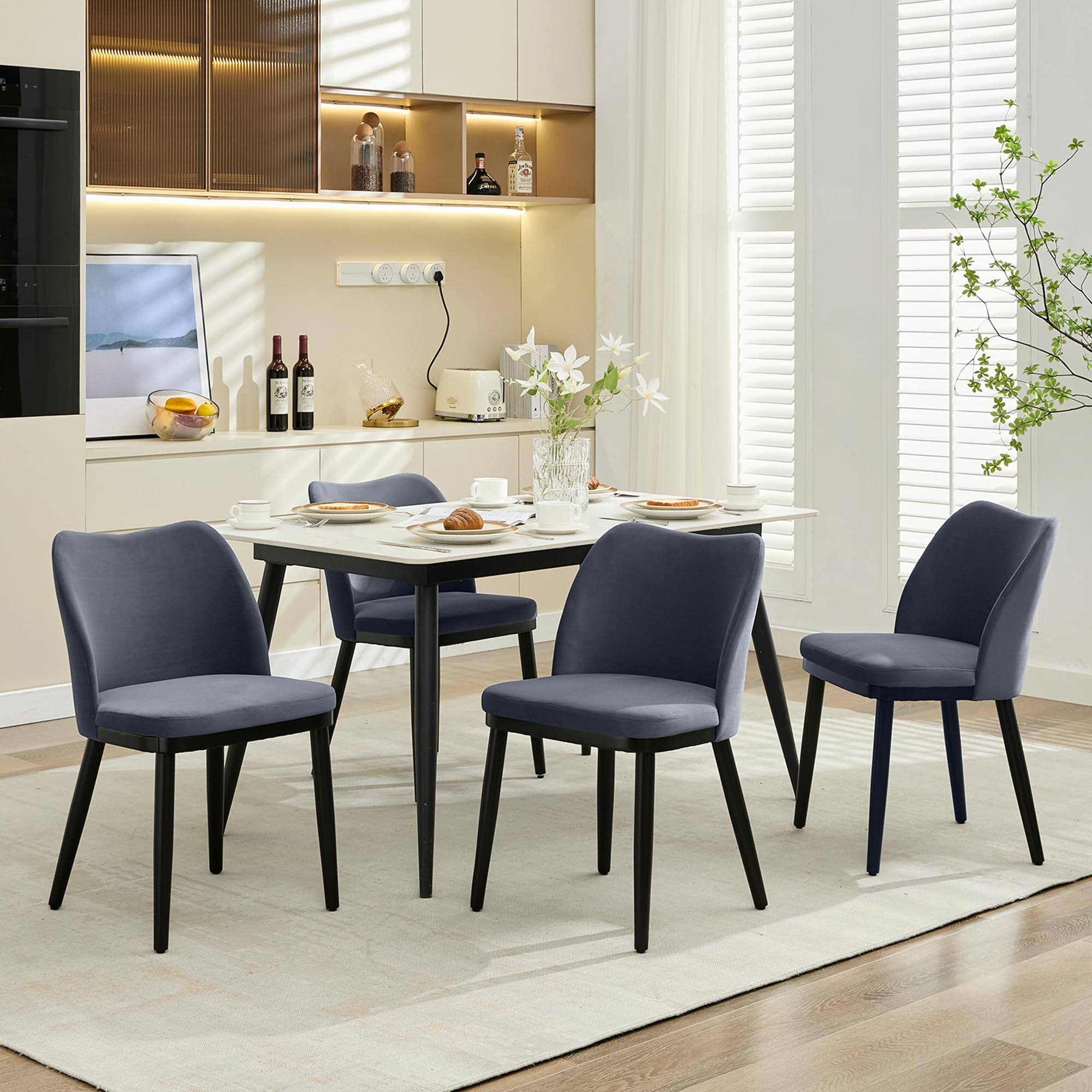 Babevy Dining Chairs Set of 4: Upholstered Fabric Dining Room Side ...