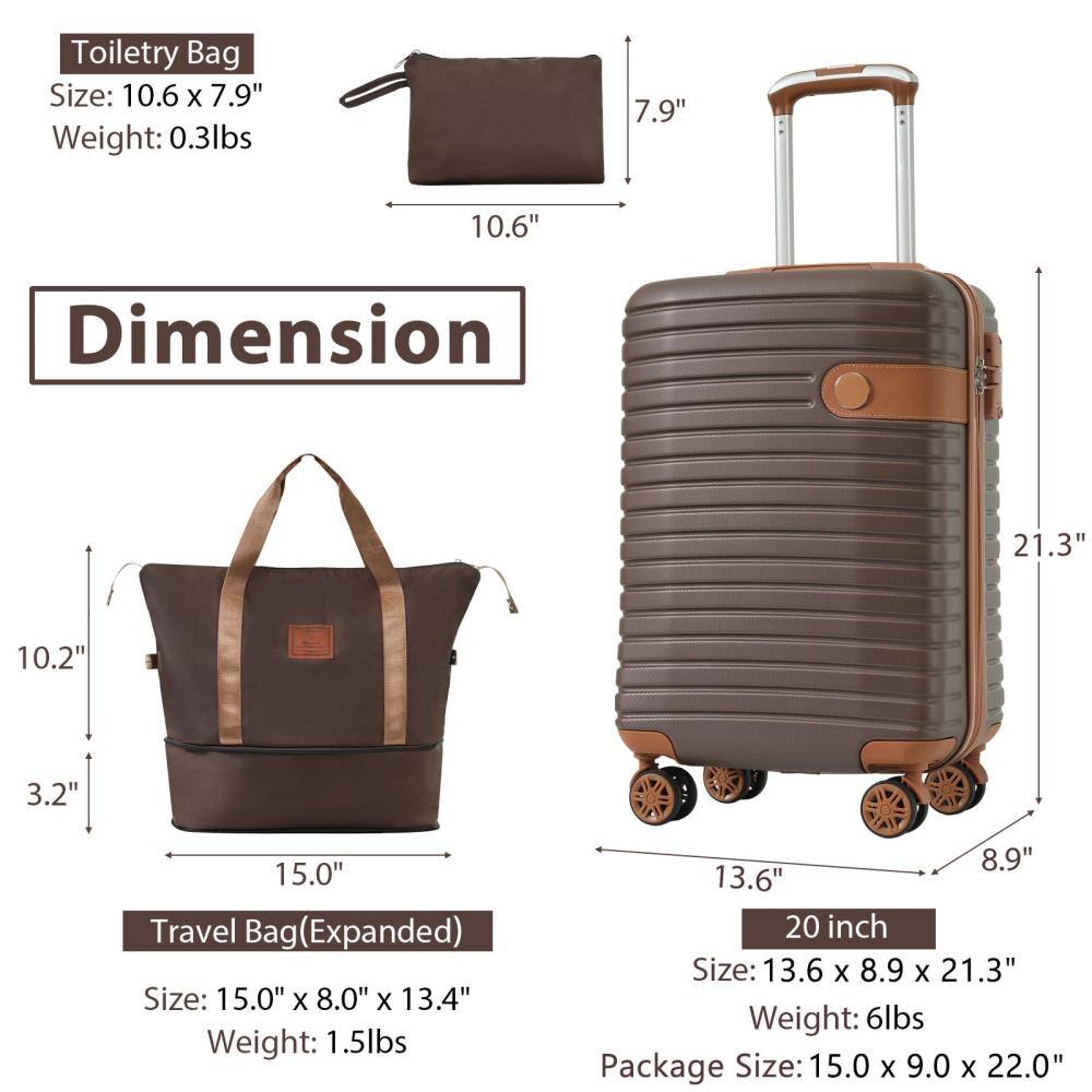 BreeBe Luggage Sets 3 Piece Carry on Luggage Airline Approved ...