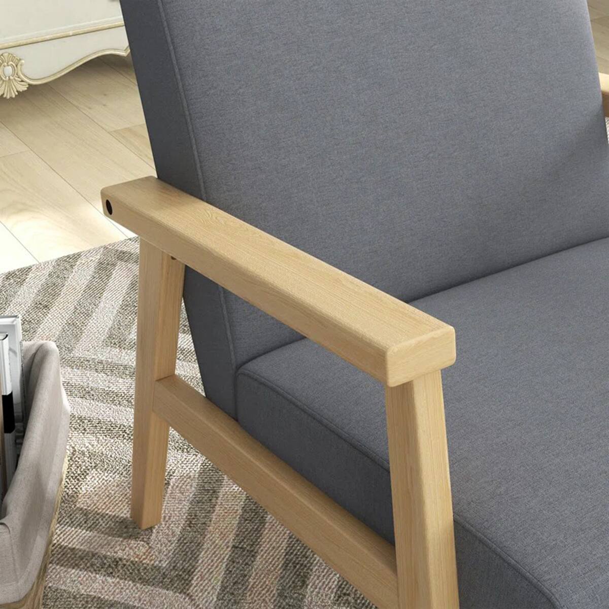 Bestier Accent Chair Mid-Century Modern Arm Chair with Wood Armrests ...
