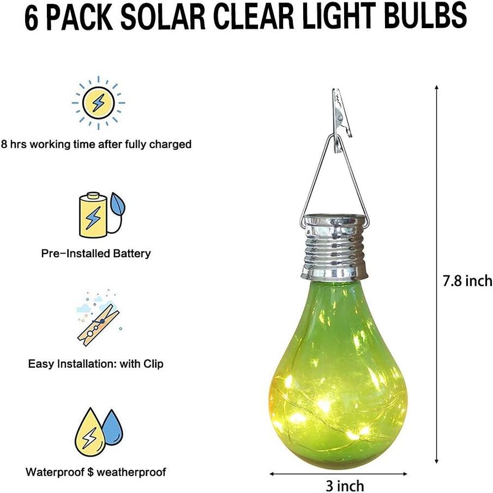 Schertz 6 Pack of Solar Light Bulbs for Outdoor Waterproof Garden ...