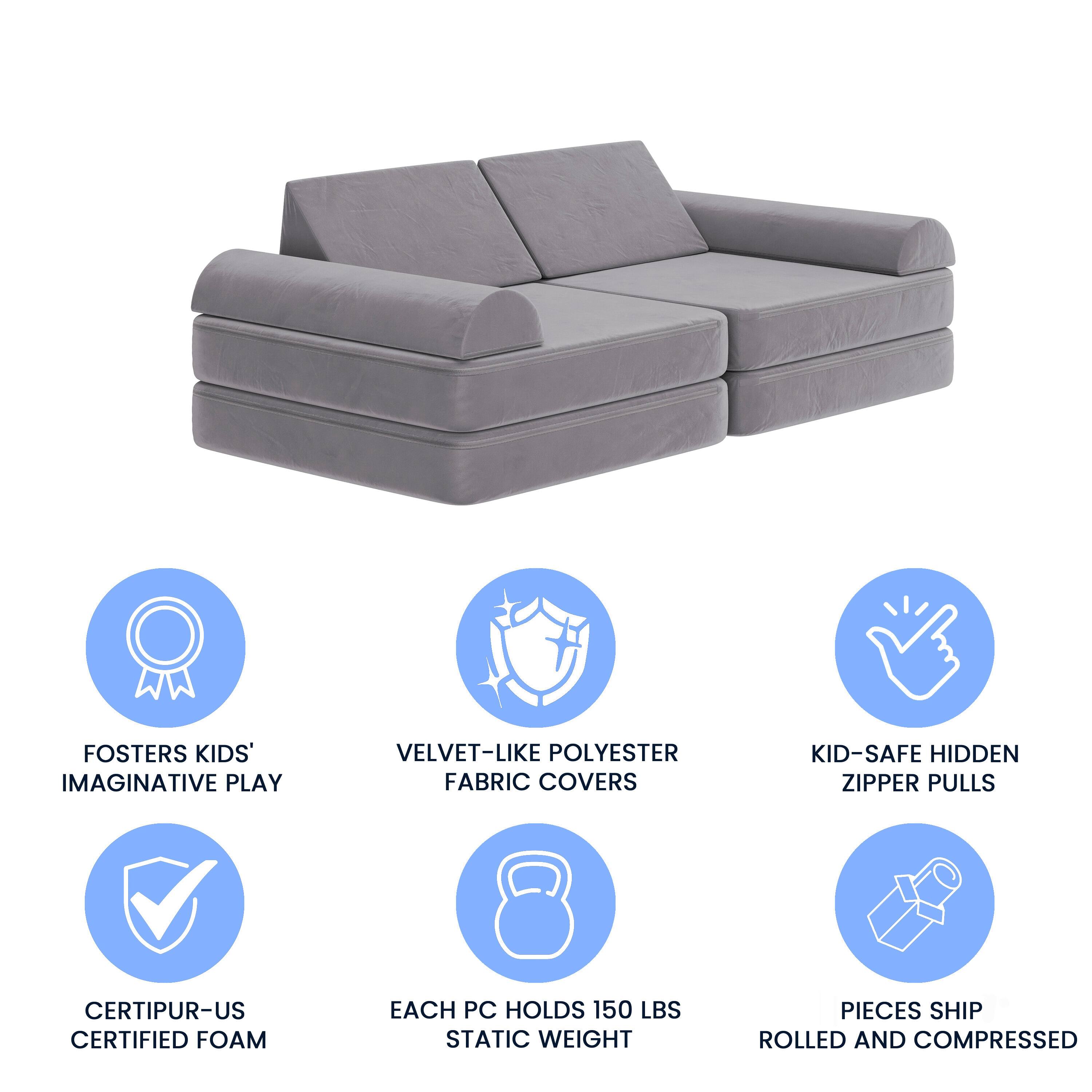 Emma + Oliver Conner Modular Play Couch for Kids with Convertible 6 ...