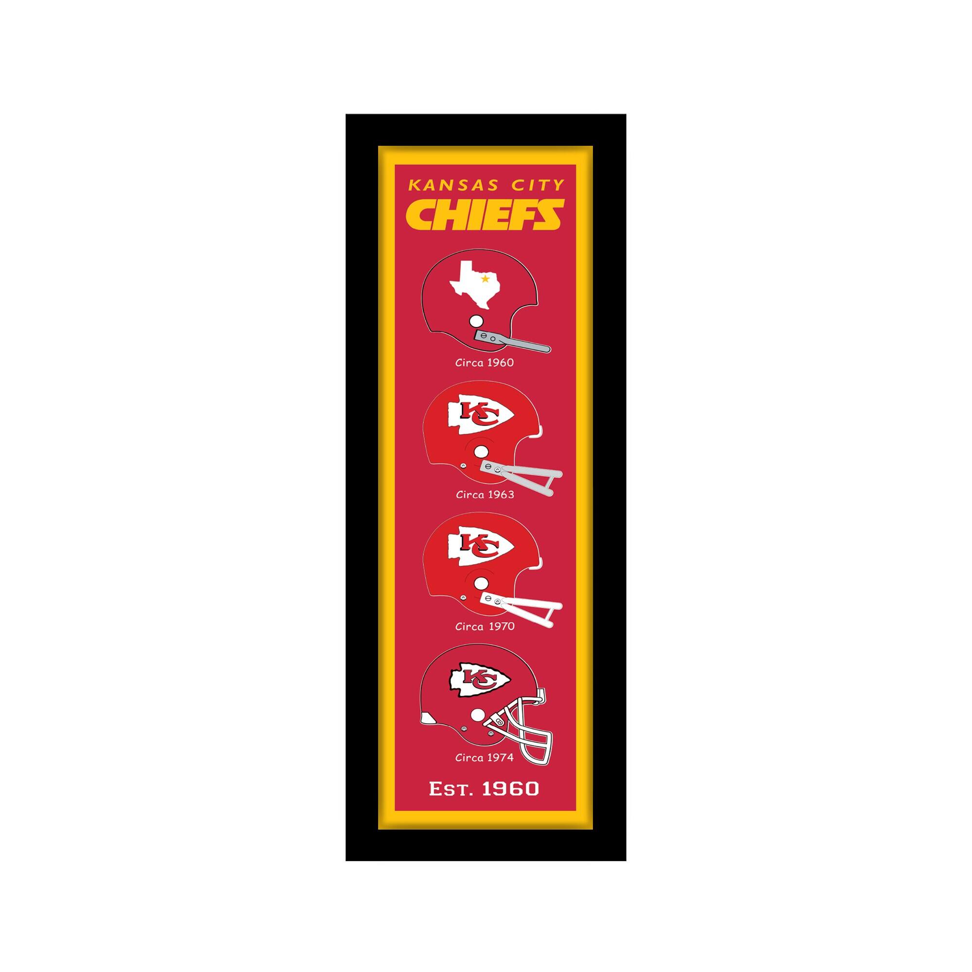Sporticulture Kansas City Chiefs 12" x 36" Helmet Heritage Framed ...