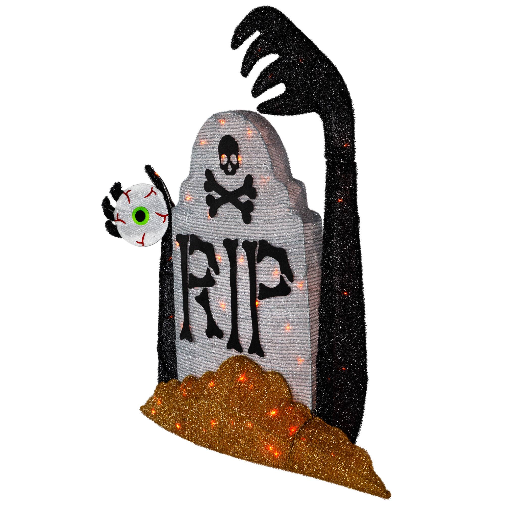 Northlight Lighted Tombstone Halloween Decoration 31.5" and Gray Orange ...