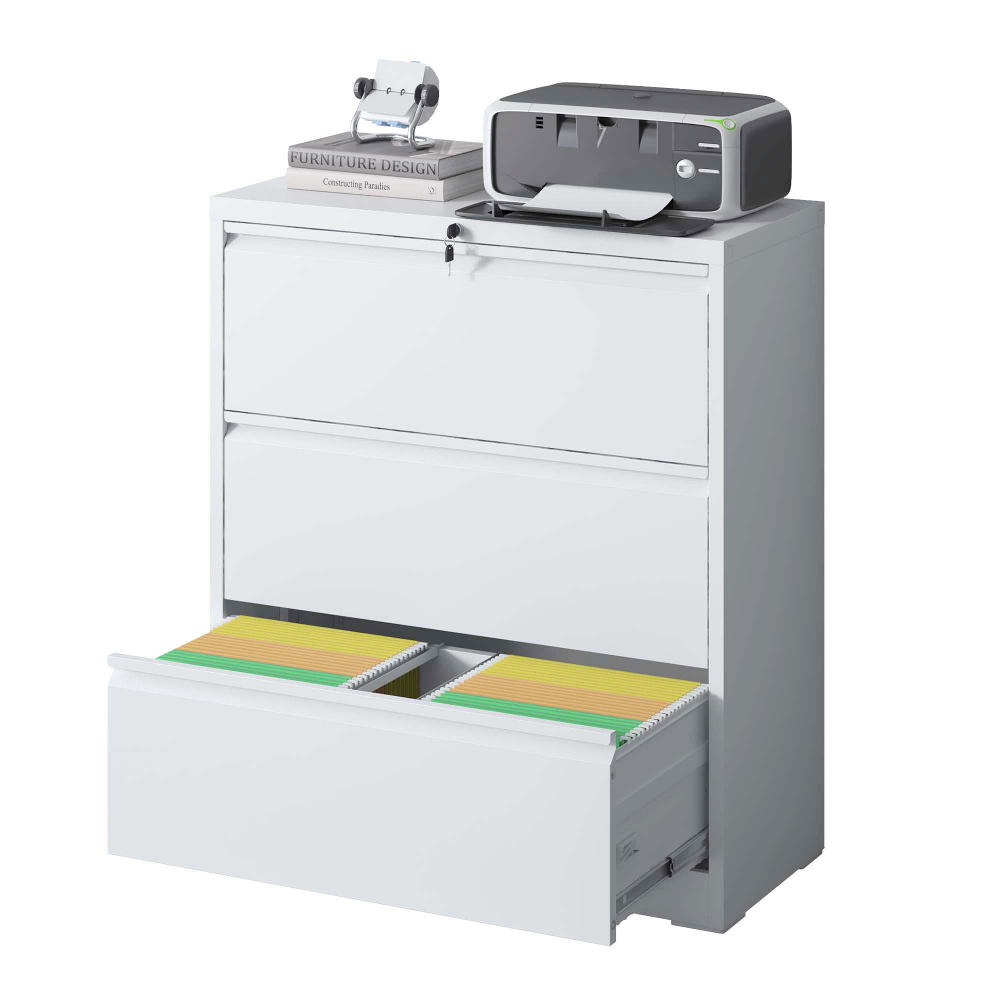 APRILSOUL Lateral File Cabinet 3 Drawer Filing Cabinet with Lock Lockable File Cabinet for Home ...