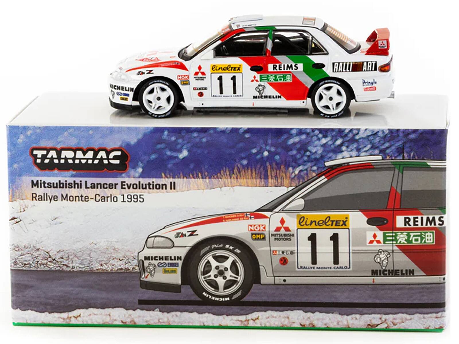 Tarmac Works Mitsubishi Lancer Evolution II RHD #11 Tommi Makinen Seppo ...