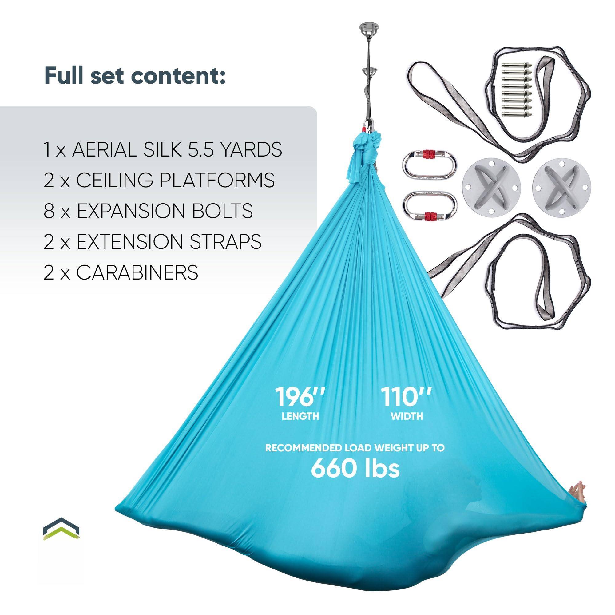 JETRANSPORT Aerial Silks Hammock Kit For Home Nylon Tricot Yoga Swing ...