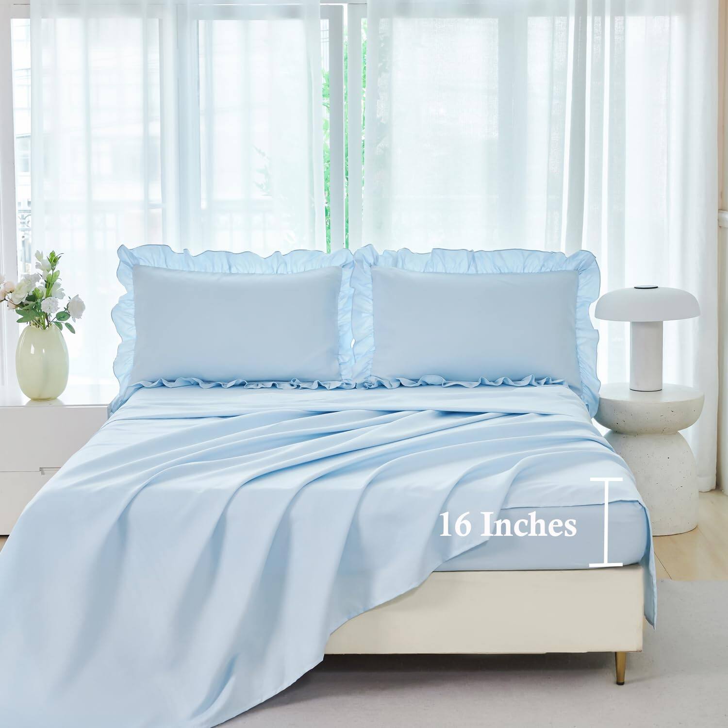 Earthley Blooms 5 Pieces Light Full Bed In A Bag For Ruffle Bedding ...