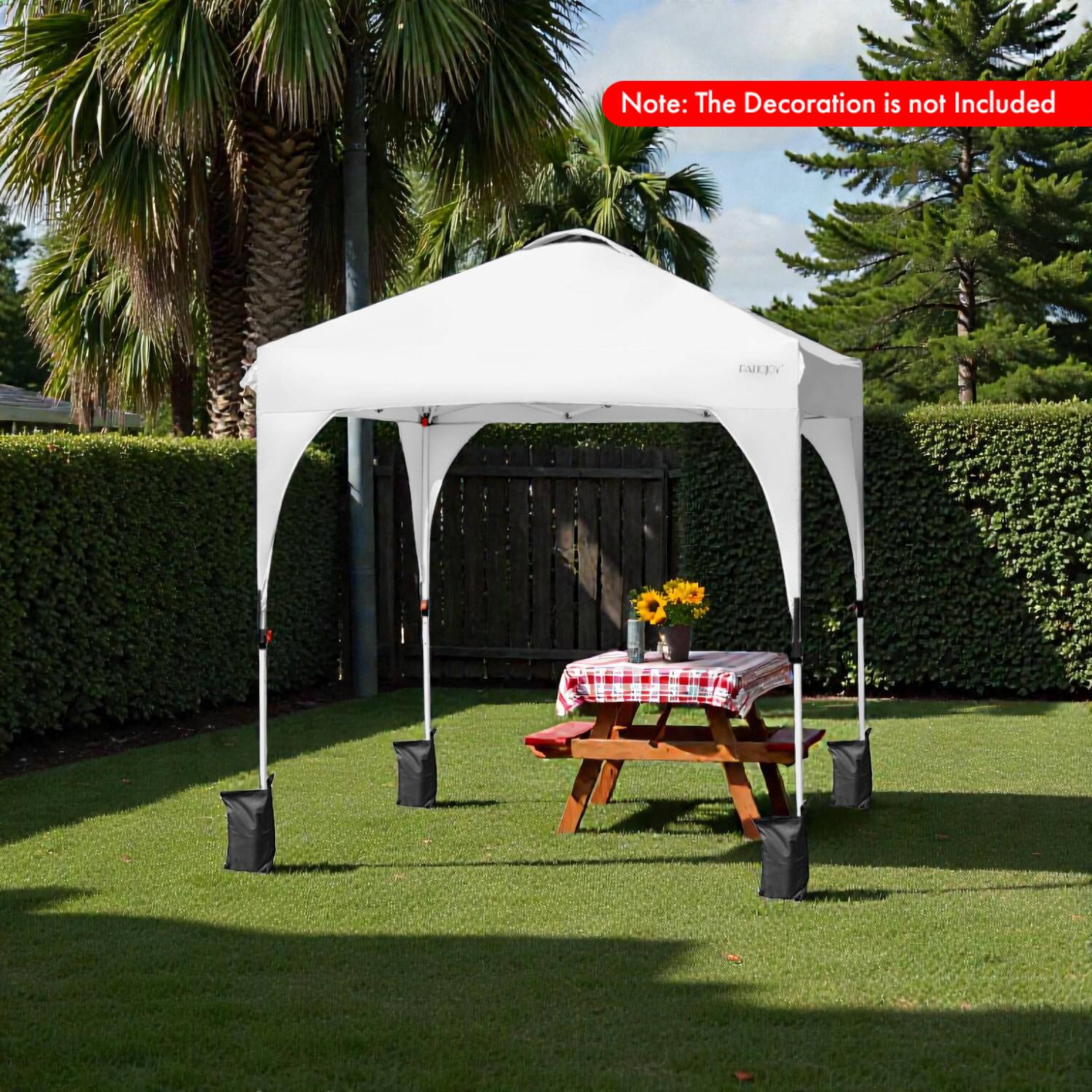 Hivvago Compact 6.6x6.6 Pop Up Shade Tent with Roller Storage Bag White ...