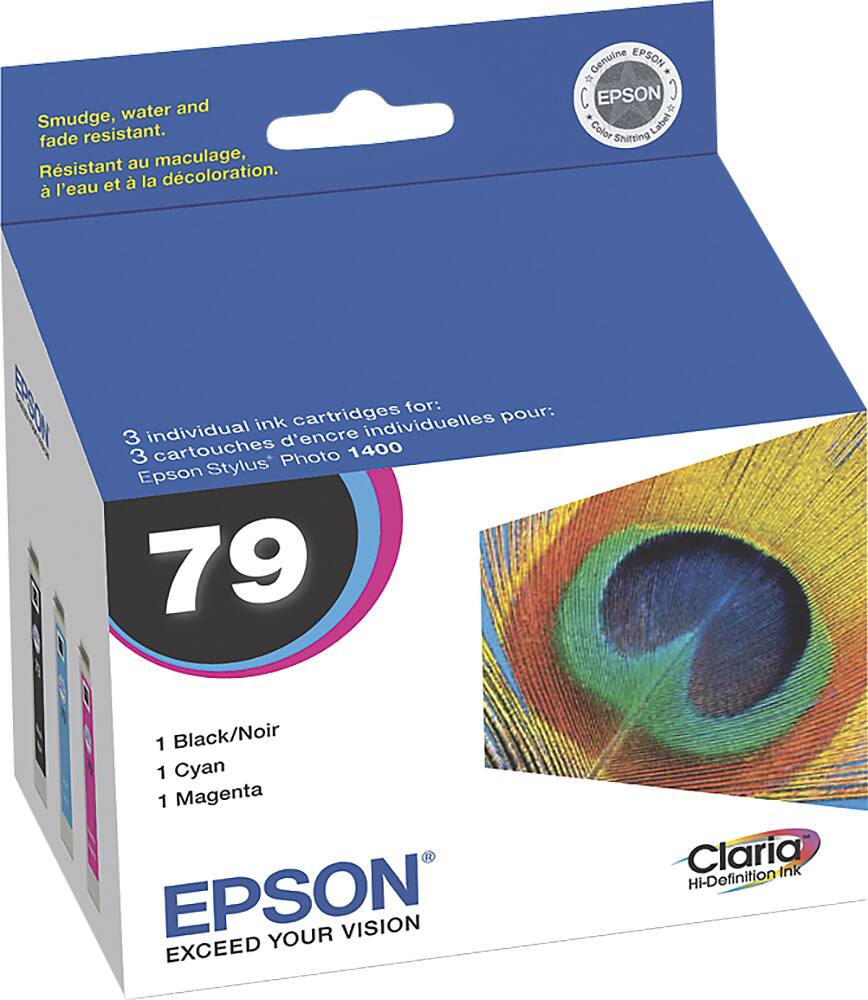 Epson 79 with Sensor XL 3 Pack High Yield Ink Cartridges Black/Cyan ...