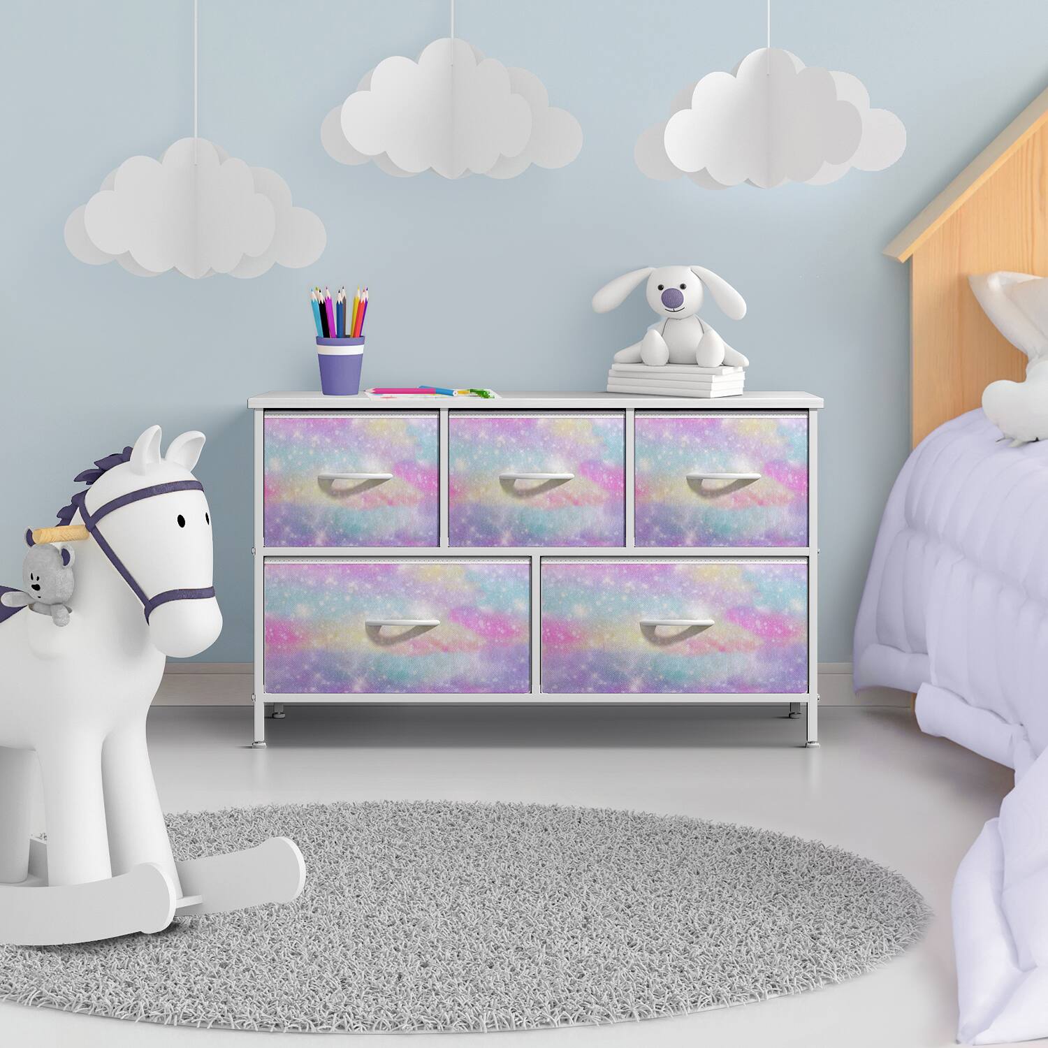 Sorbus Dresser with 5 Drawers Storage Chest Organizer Unit with Steel ...