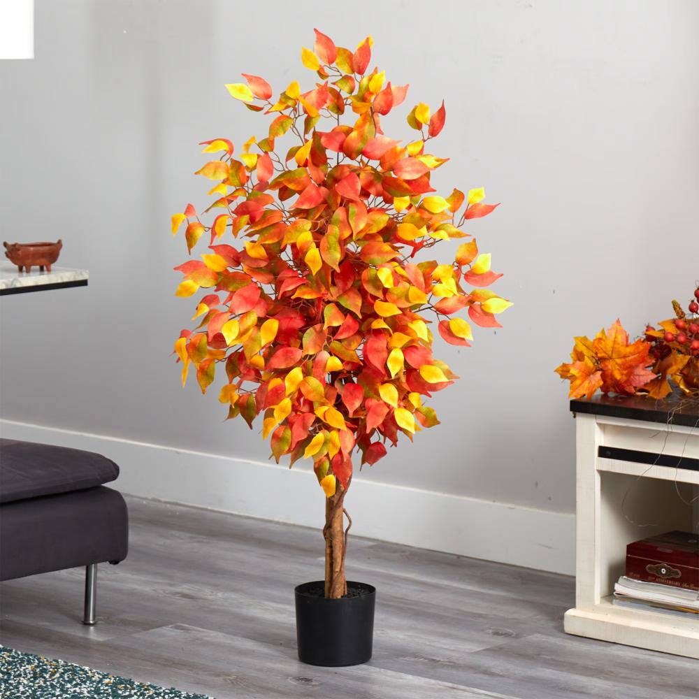 BreeBe 4' Autumn Ficus Artificial Fall Tree Orange T2800 - Best Buy