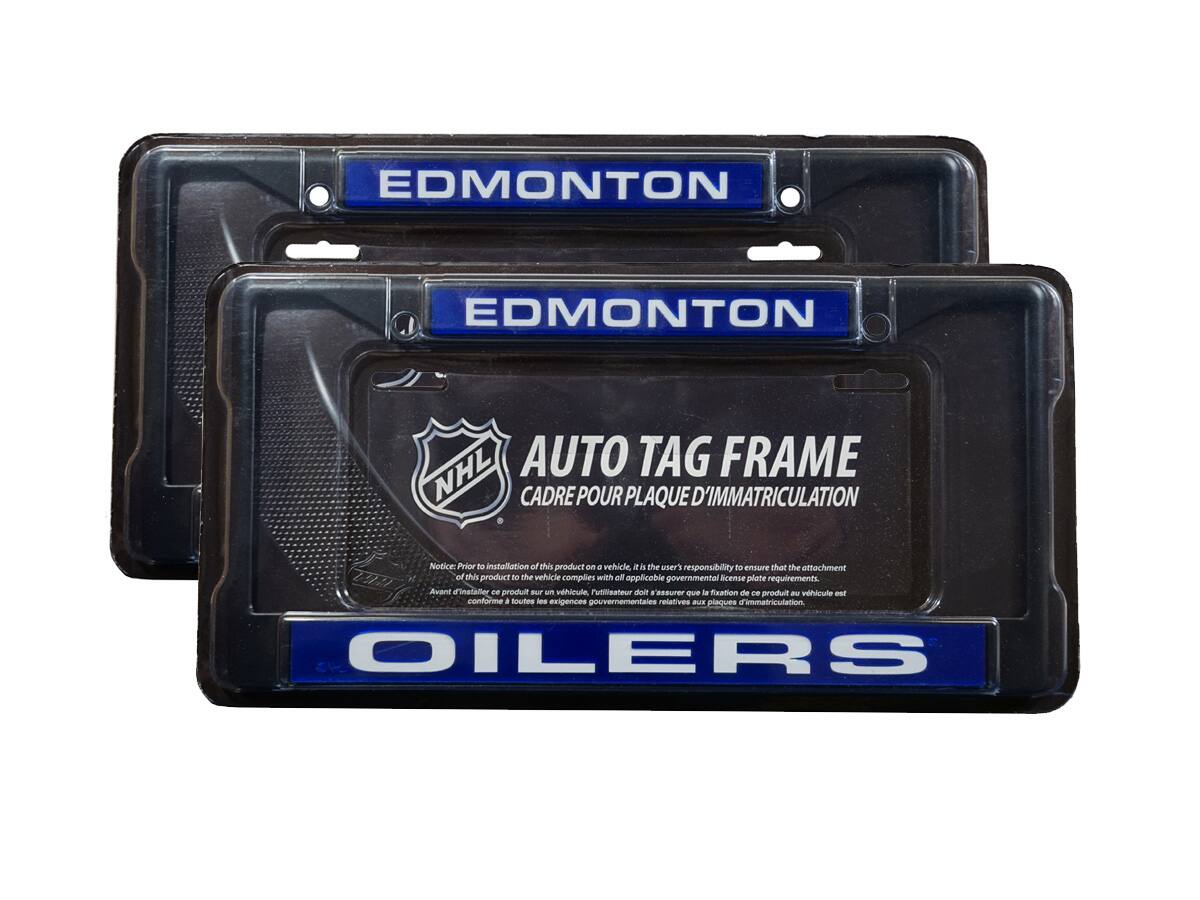Rico Industries Edmonton Oilers Black Metal (Set of 2) Laser Cut ...