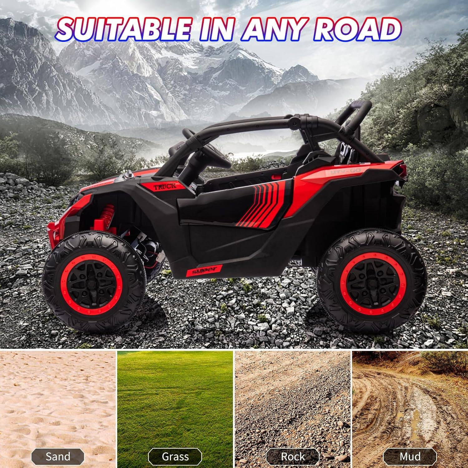 Jojoka 24V 4WD 2 Seater Kids Ride On UTV, 4×75W Motors, Remote Control ...