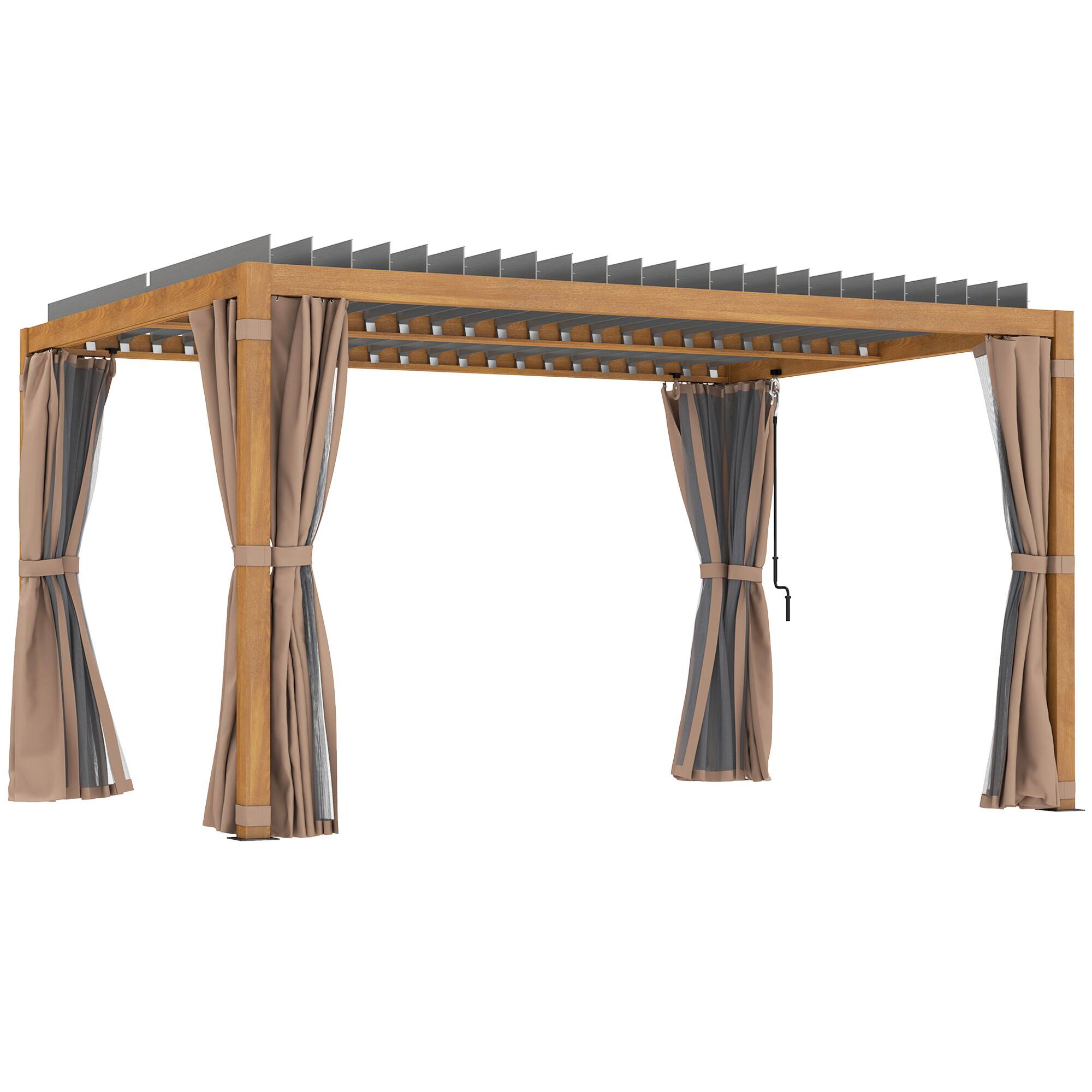 Outsunny 10' x 13' Louvered Pergola Hardtop Gazebo with Adjustable ...