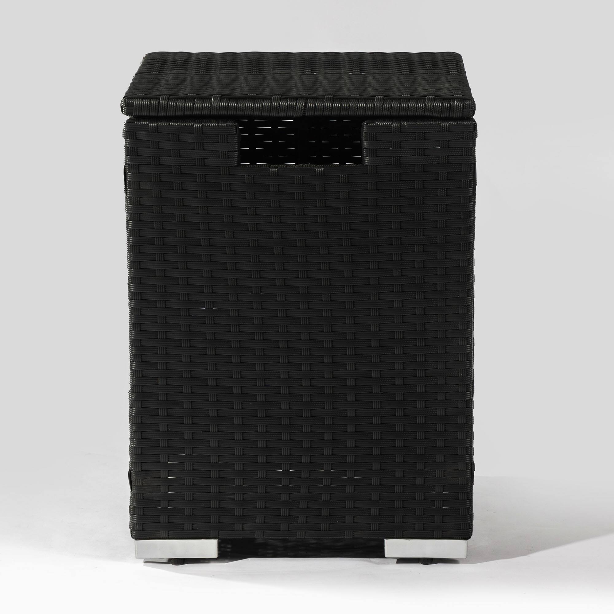 Mondawe 32" Propane Gas Fire Pit Table with Propane Tank Cover and Wicker Base Dark Gray MO-AOH ...