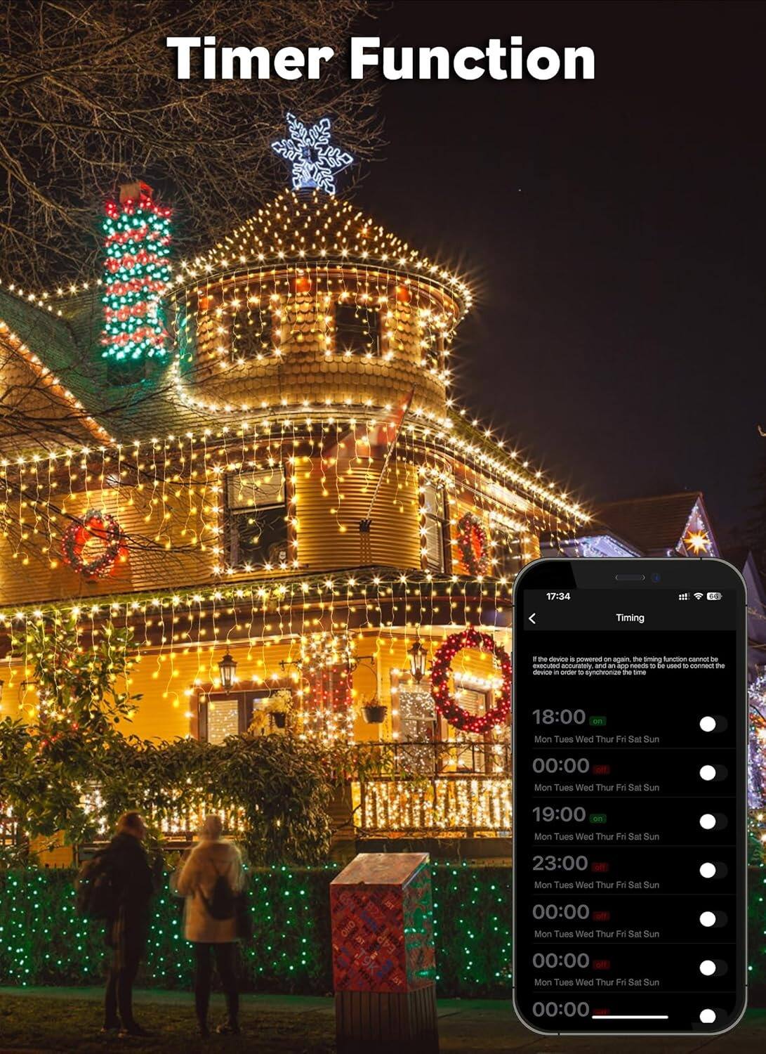 Schertz Smart Christmas Lights with 58 Preset Modes, App & Remote ...