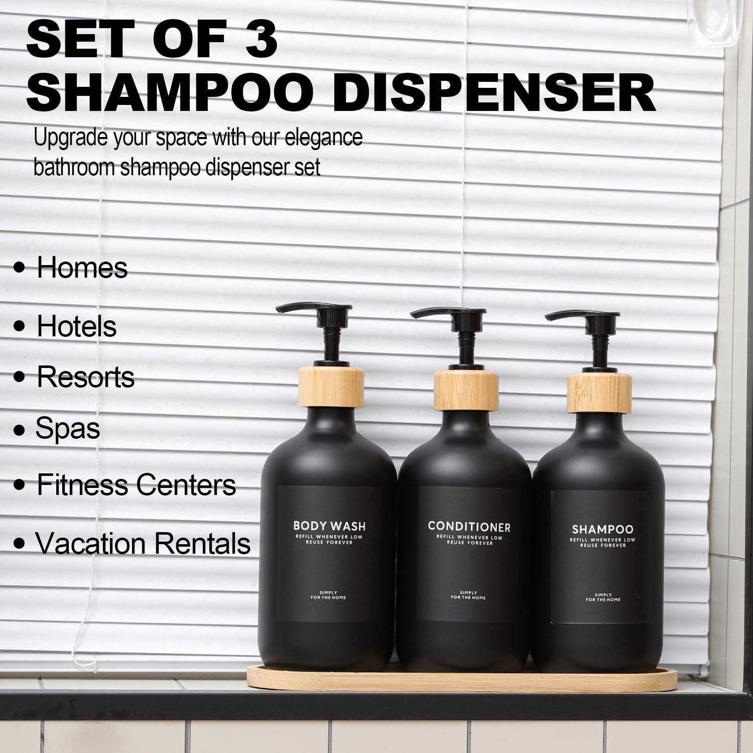 Dapper Styles Shampoo And Conditioner Dispenser Set Of 3 Plastic ...
