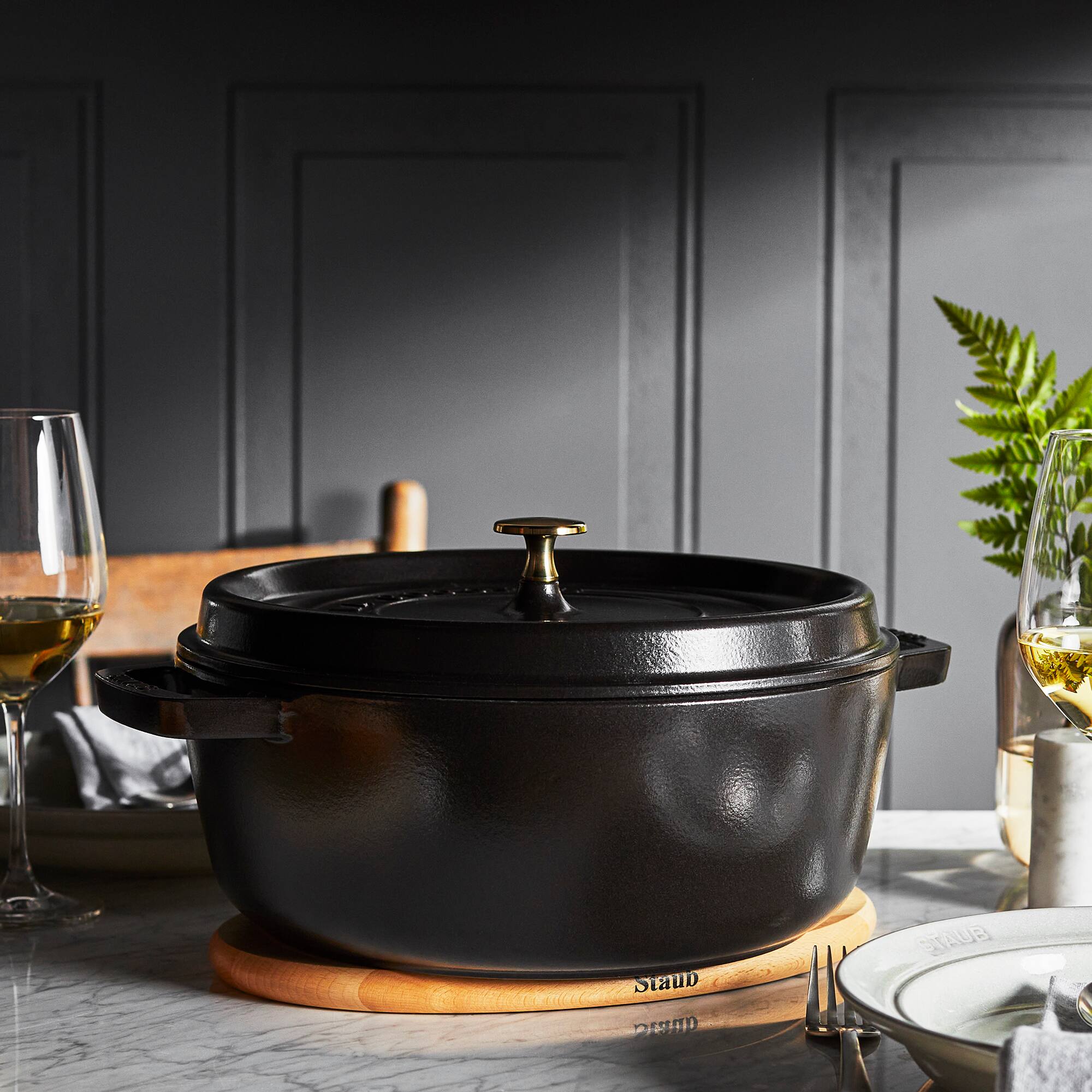 Staub 6 inch Round Magnetic Wood Trivet Brown 41190732 - Best Buy