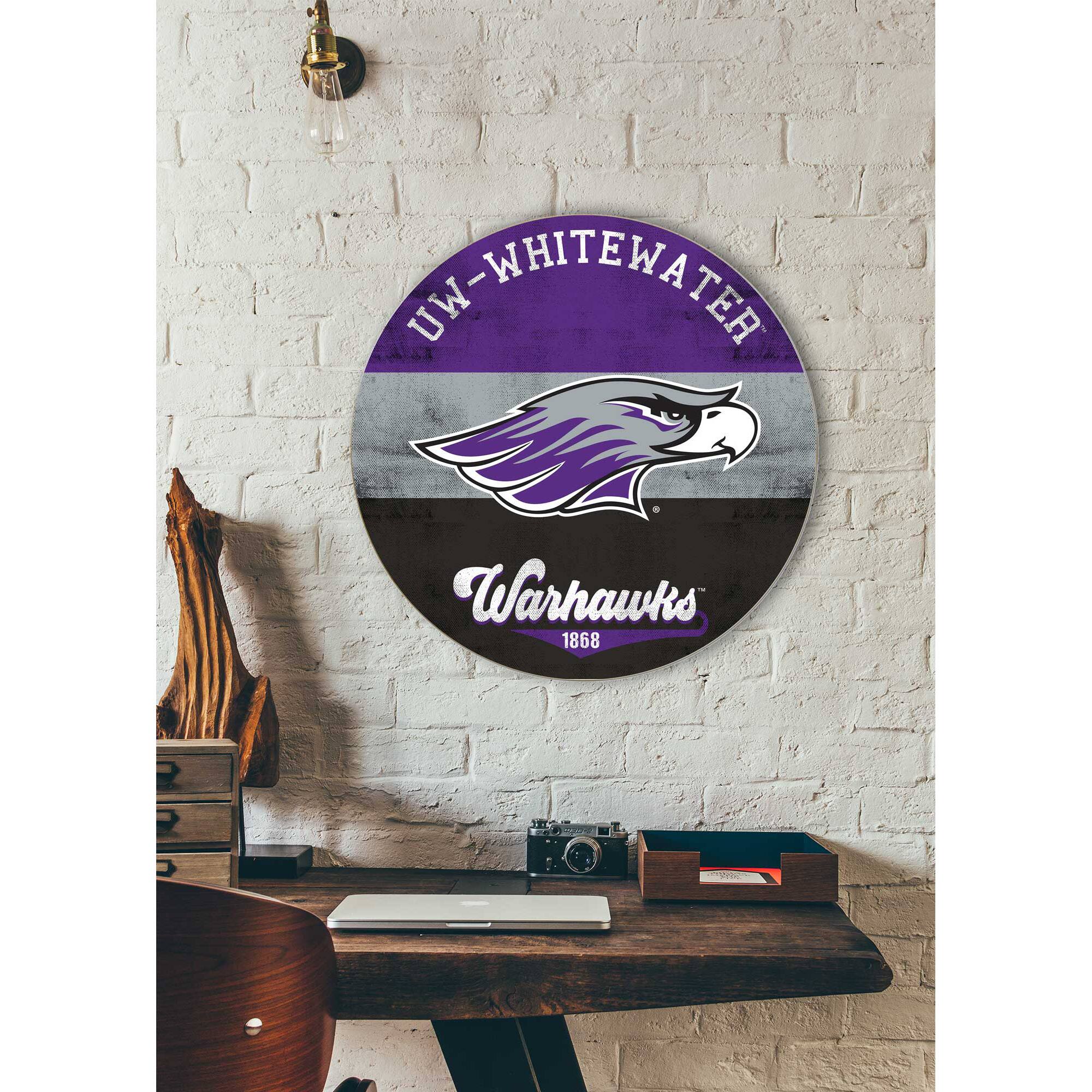 Jardine Wisconsin Whitewater Warhawks 20'' x 20'' Retro Logo Circle ...