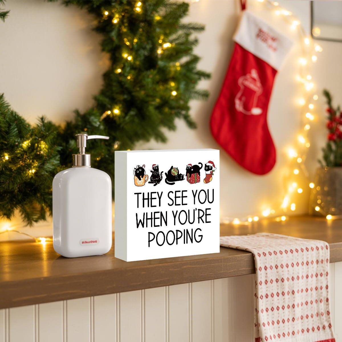 Paradigms Interiors Christmas Bathroom Decor Funny Cat Decorations ...