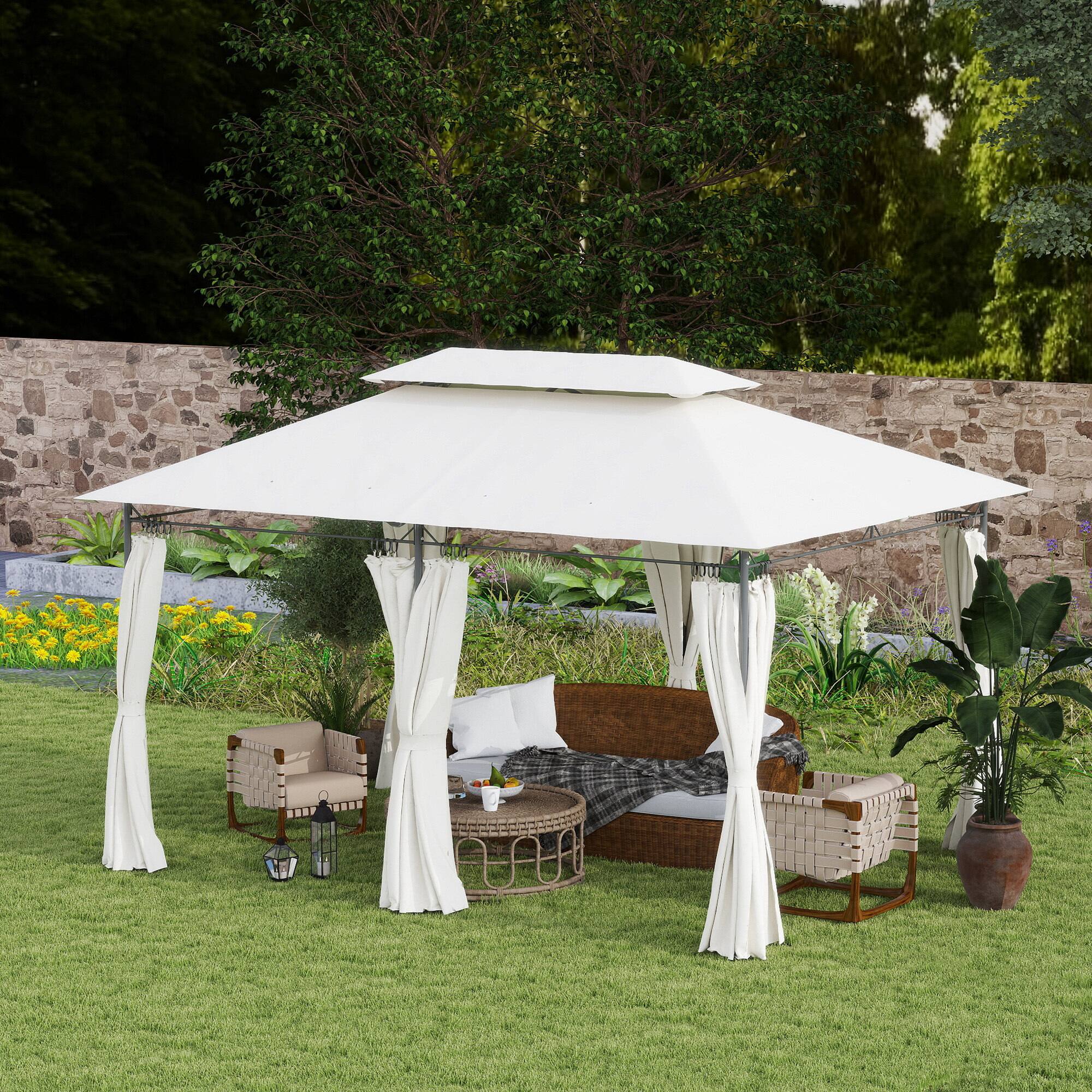 Outsunny 10' x 13' Patio Gazebo, Double Roof Outdoor Gazebo Canopy ...