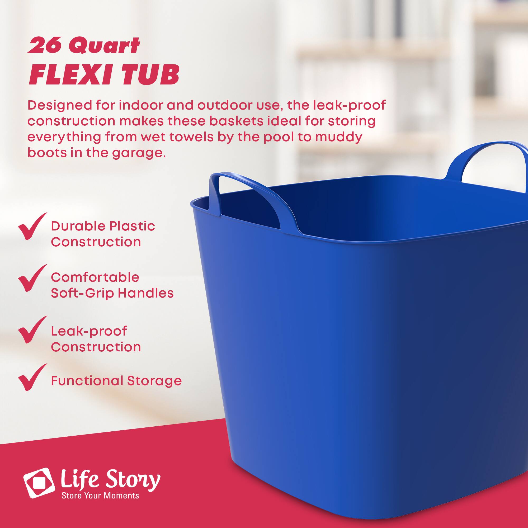 Life Story 26 Quart Flexi Tub, Versatile Storage Tote, Home Organizer ...
