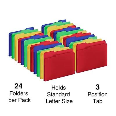 Staples Heavyweight Reinforced File Folders, 1/3 Cut Tab, Letter Size ...