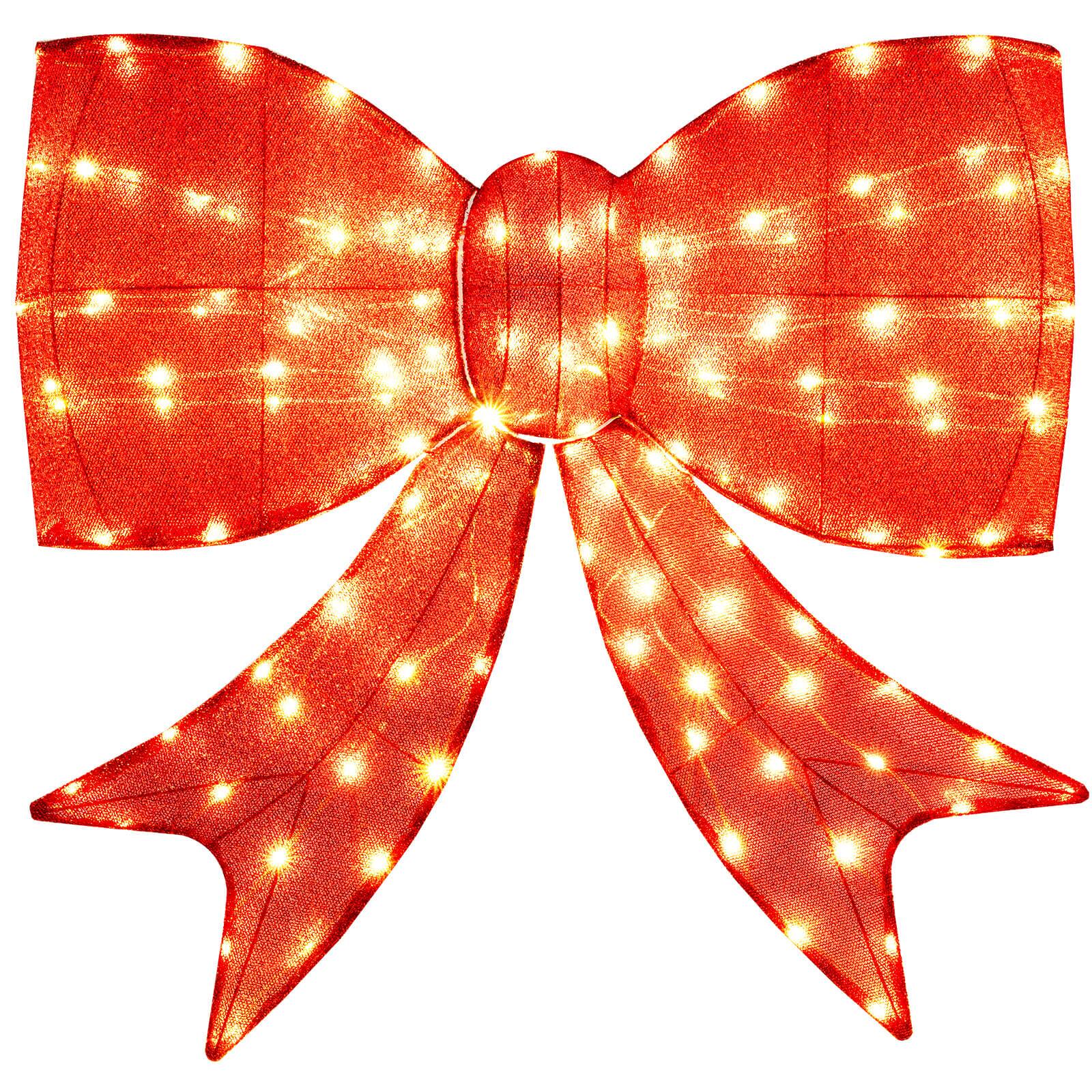 Costway 37" Lighted Christmas Bow Decoration with 150 Warm White LED ...