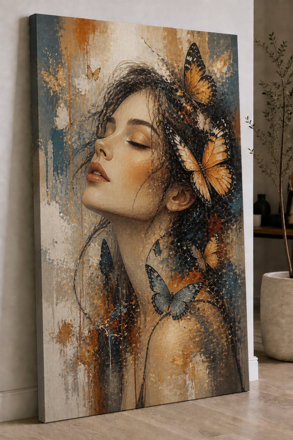 FC Design Large Ready to Hang 24x36" Butterfly Woman Portrait Art ...