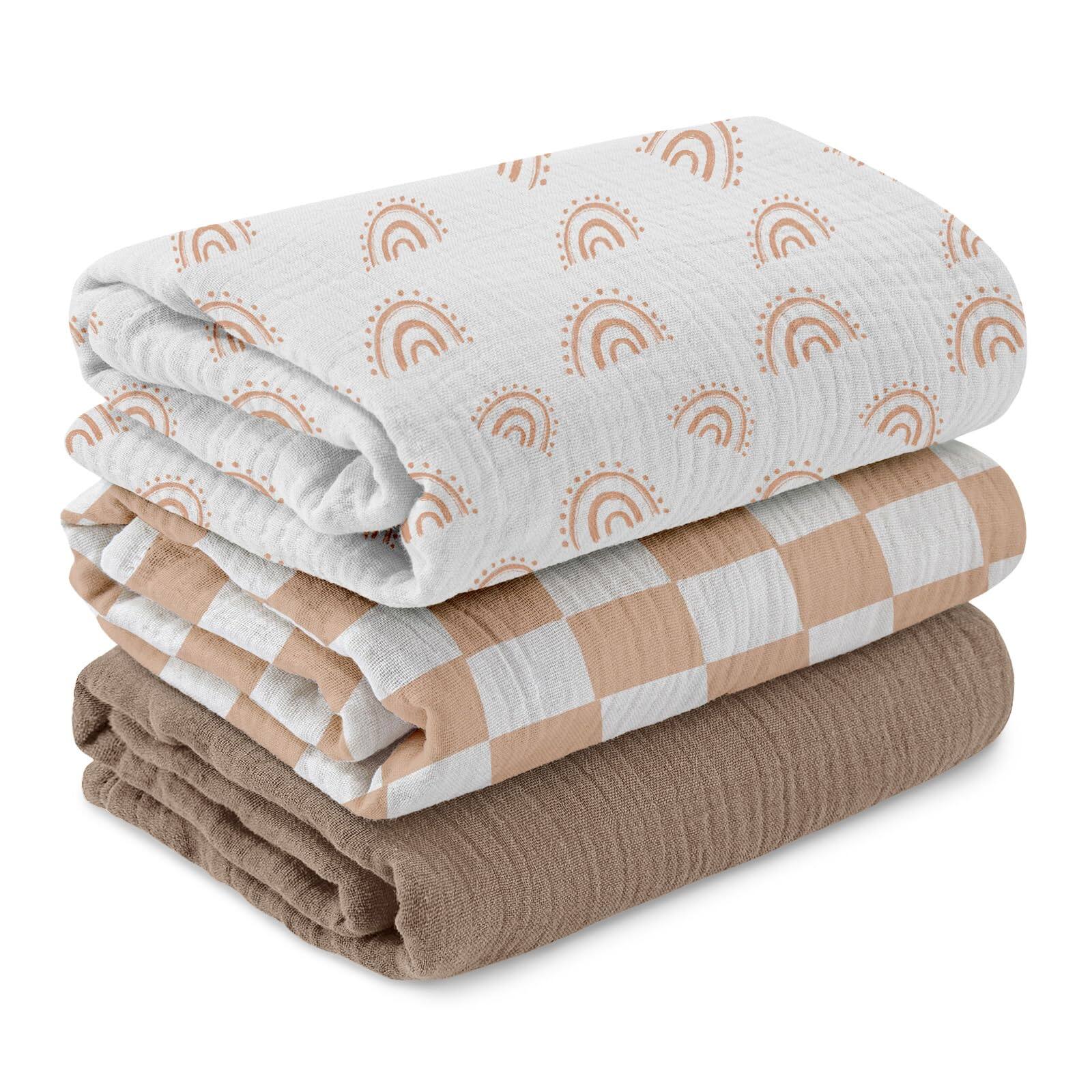 Pacoar Cade Muslin Swaddle Blankets For 3 Pack Breathable Soft ...