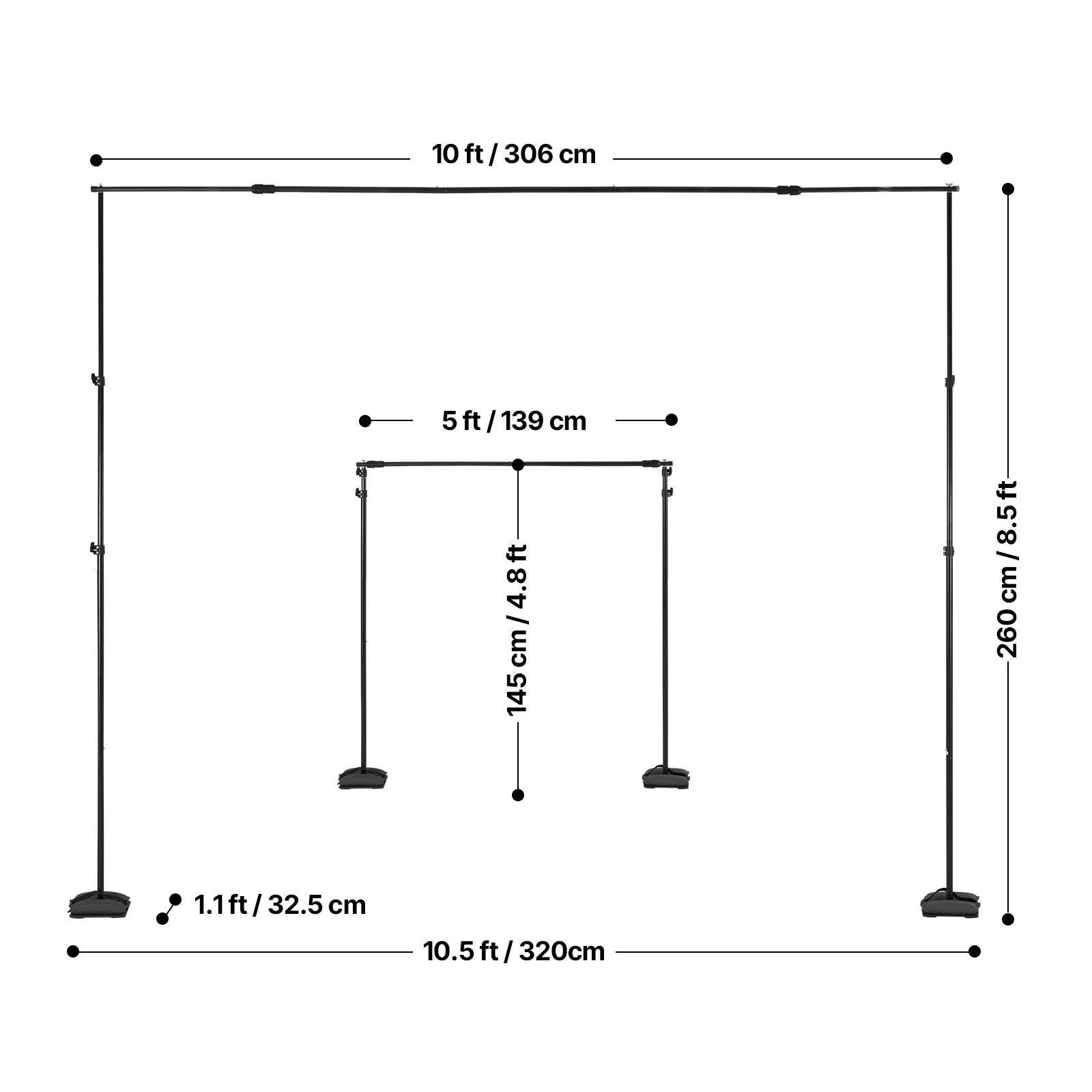 VEVOR Backdrop Stand, 8.5 x 10 ft Adjustable Photo Backdrop Stand Kit ...