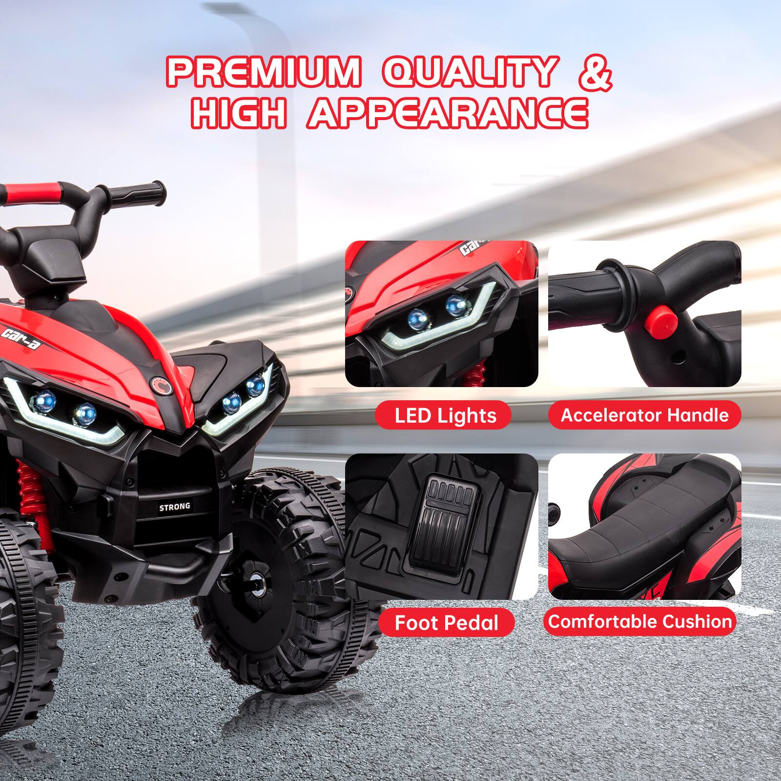 Jojoka 12V Kids Ride On 4 Wheeler, Battery Powered Quad, Bluetooth ...