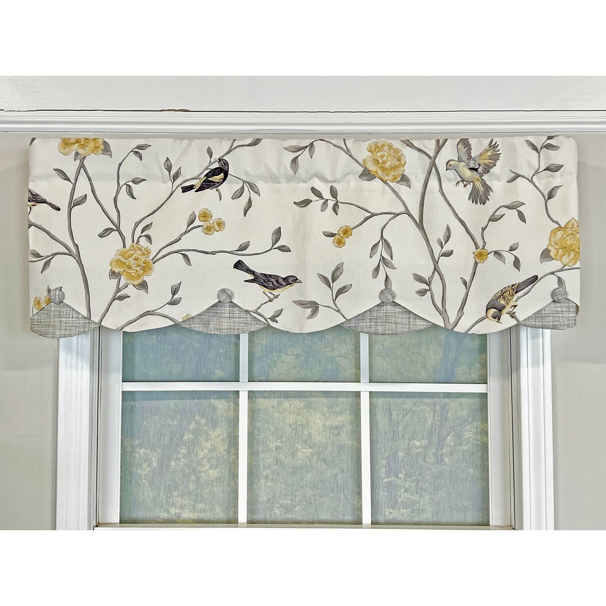 RLF Home Trend Bird Petticoat Valance 3"Rod Pocket, Contrast Bottom ...