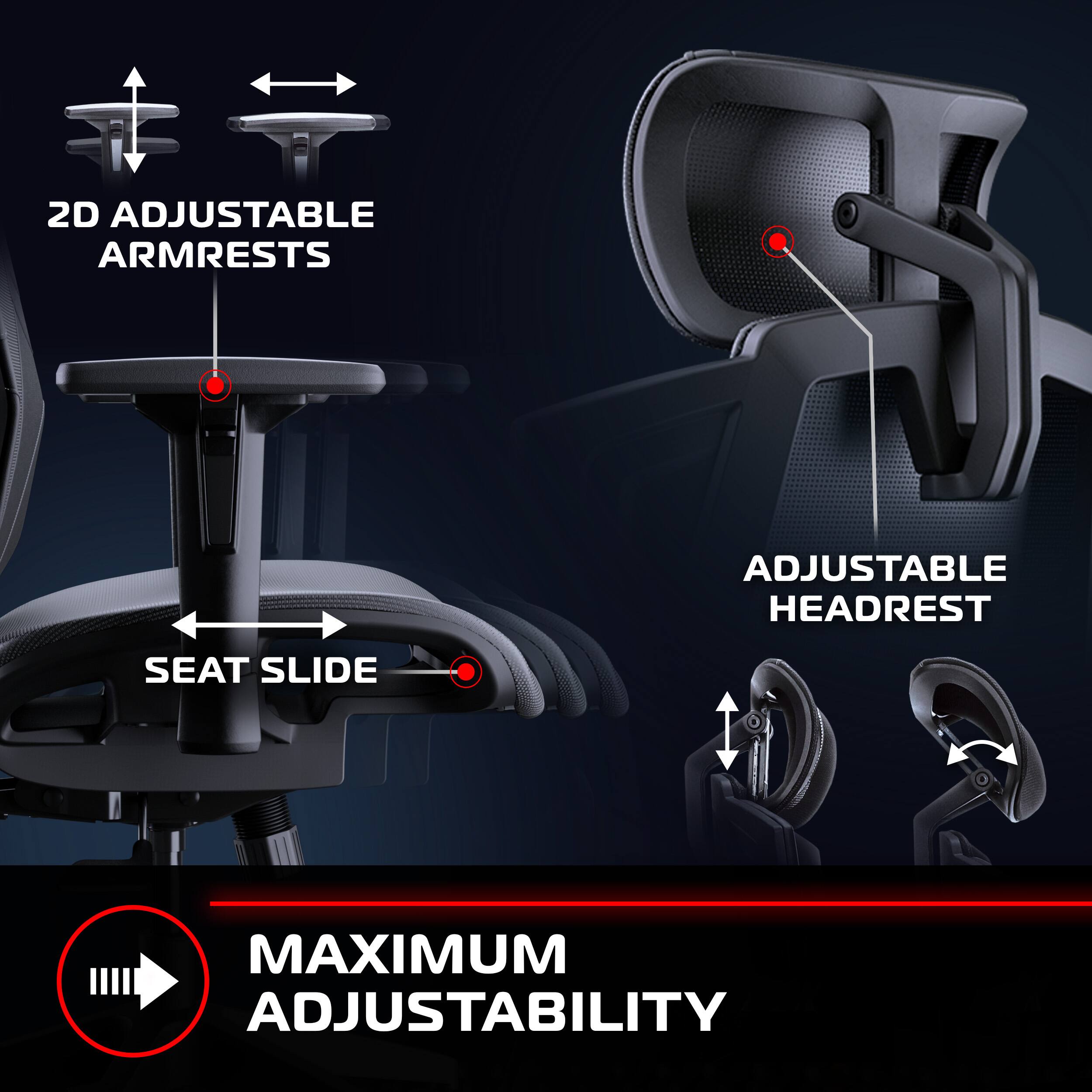 Respawn Products RESPAWN FLEXX Mesh Gaming Chair With Lumbar Support ...