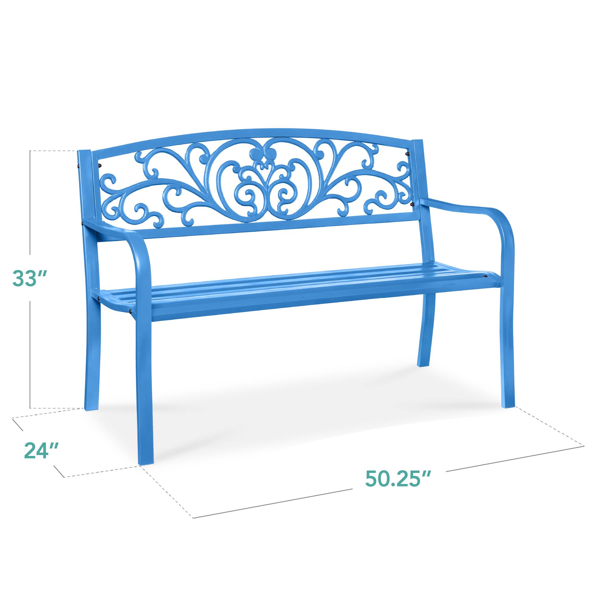 Best Choice Products Outdoor Steel Bench Garden Patio Porch Furniture w ...