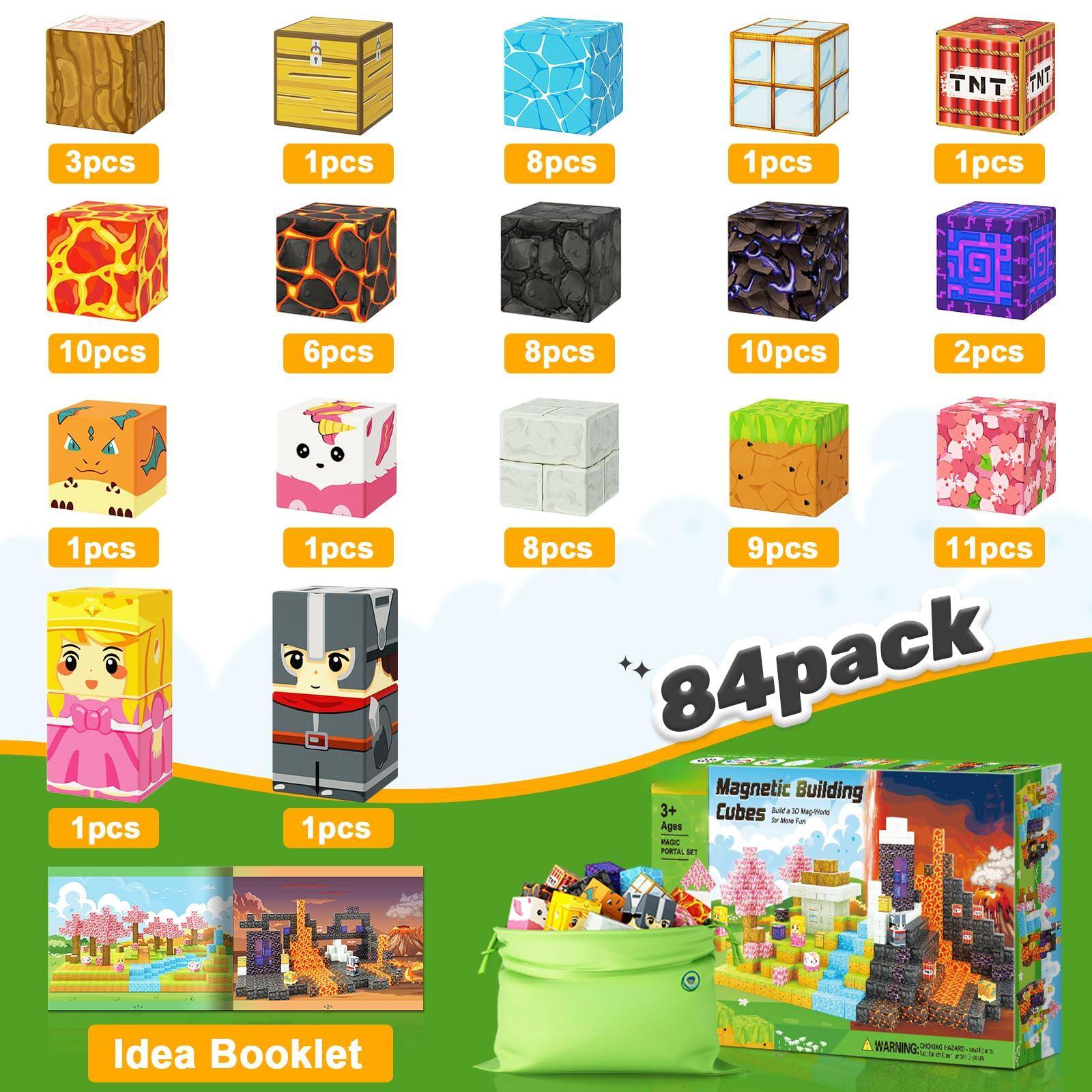 EZTW1 Magnetic Blocks Build Mine World Magic Portal Set Tiles Building ...