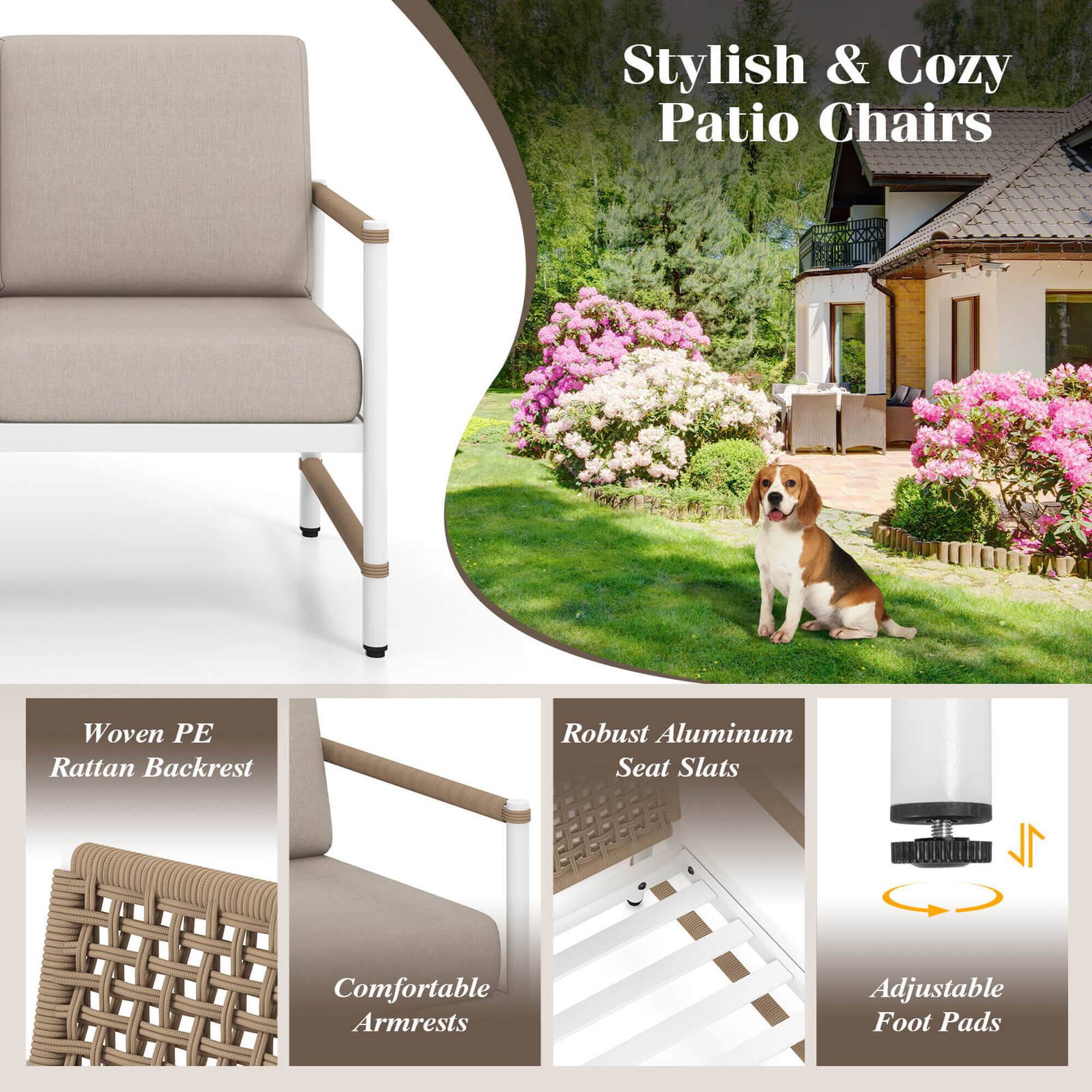 Costway 4 PCS Patio Furniture Set Patio Loveseat Sofa with a Coffee ...