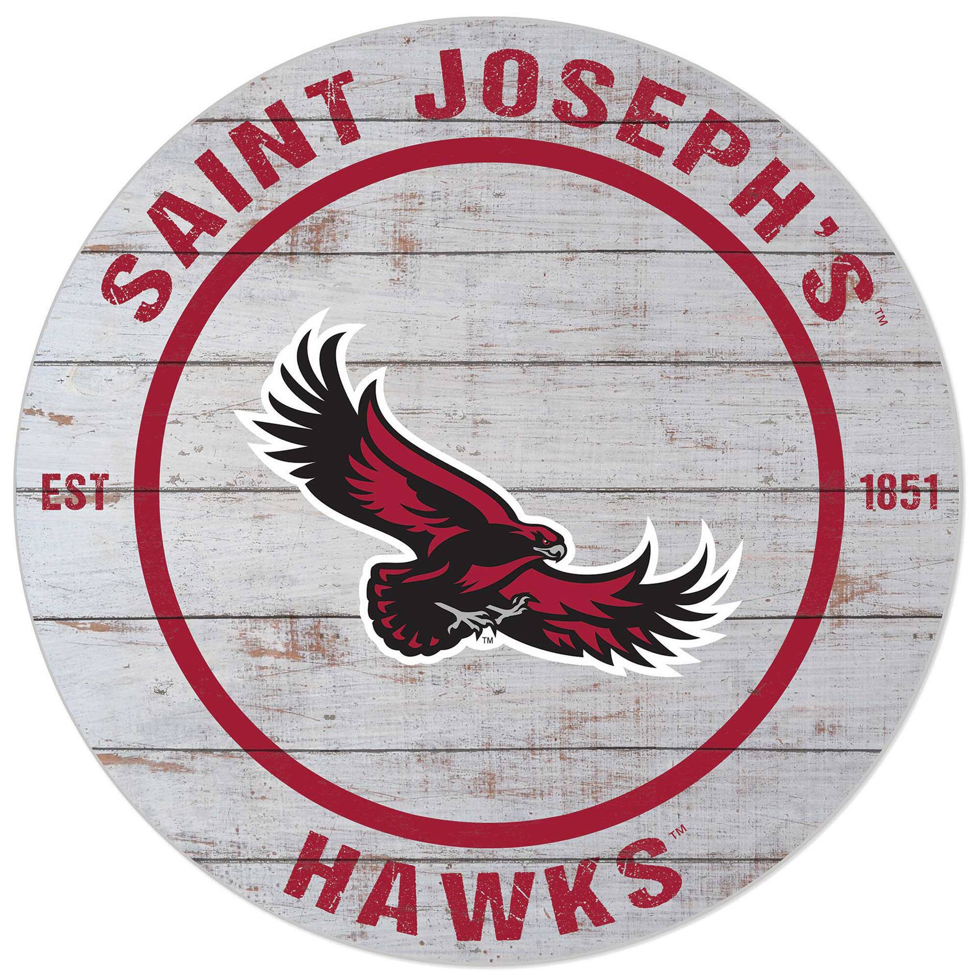 Jardine Saint Joseph's Hawks 20'' x 20'' Indoor/Outdoor Weathered Circle Sign White 4952558 ...