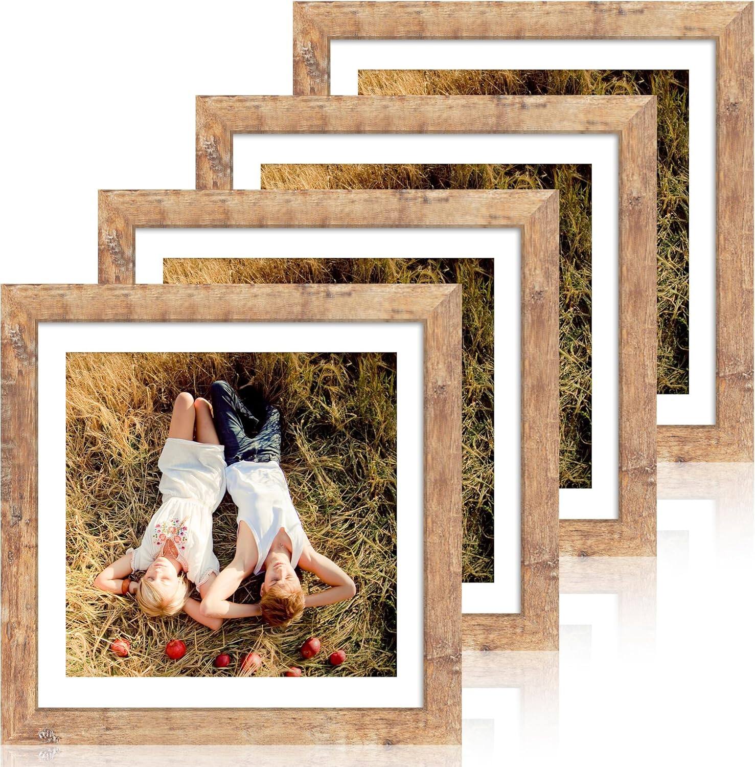 blue 8x10 Picture Frame Set of 4, High Definition Real Glass Rustic ...