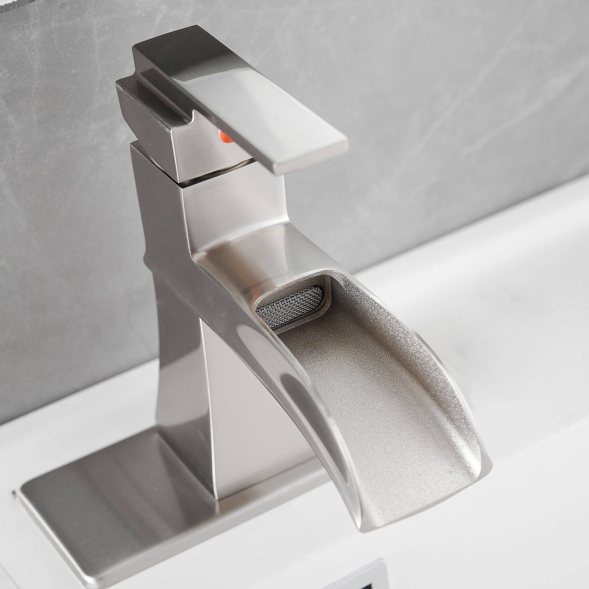 Single Handle Single Hole Bathroom Faucet Deck Plate Included Pop Up Drain and Water Supply ...